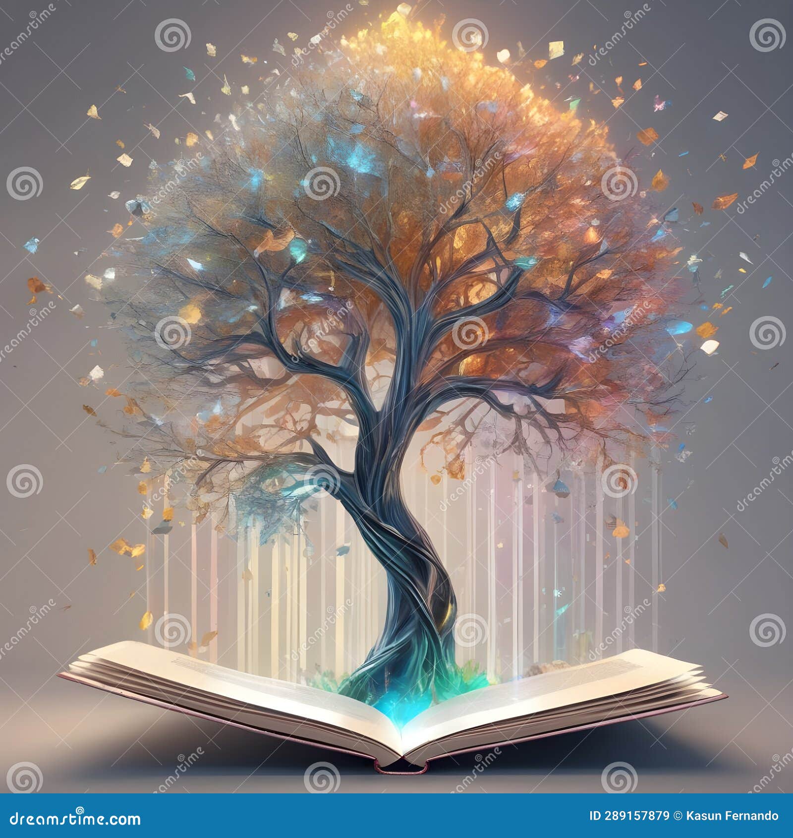 Tree Of Wisdom Grows From The Book With Flat Linear Infographic Royalty ...