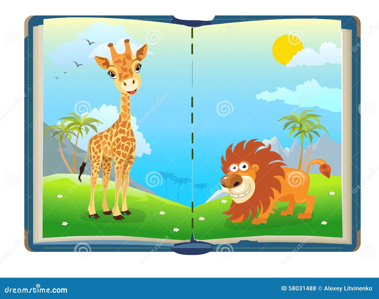 Book about jungle animals stock vector. Illustration of bamboo - 58031488
