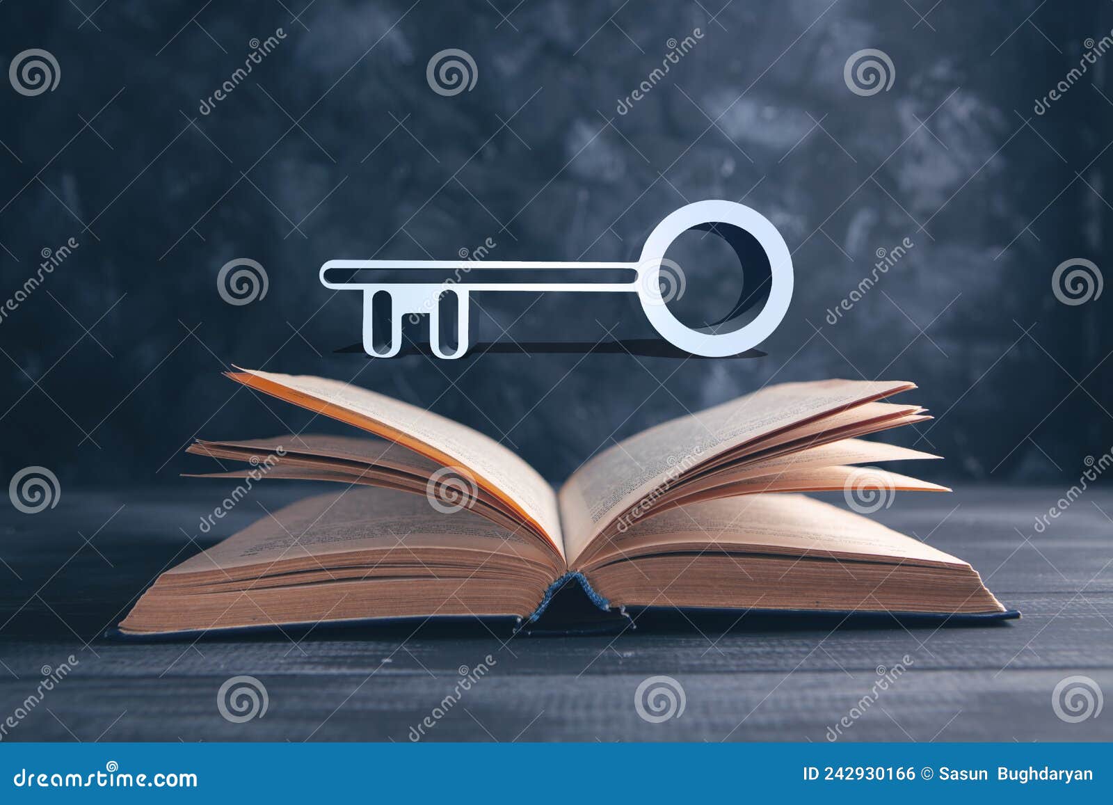 Book and Key on Gray Background Stock Photo - Image of library, school ...