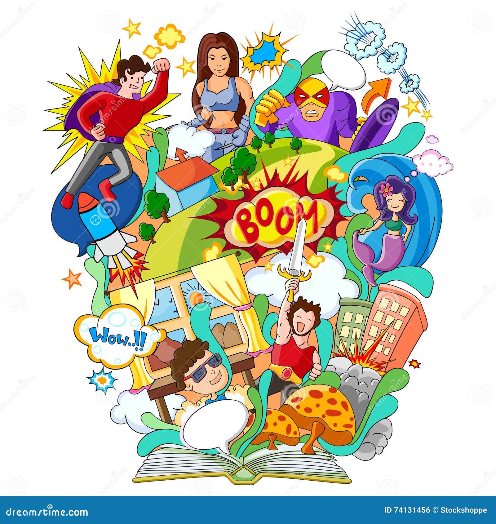 Book of Knowledge for Comics and Superhero Stock Vector - Illustration ...