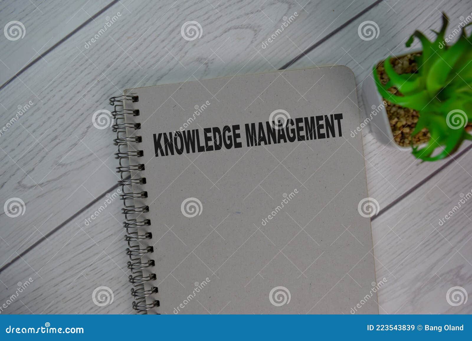 The Book of Knowledge Management Isolated on Wooden Table Stock Image ...