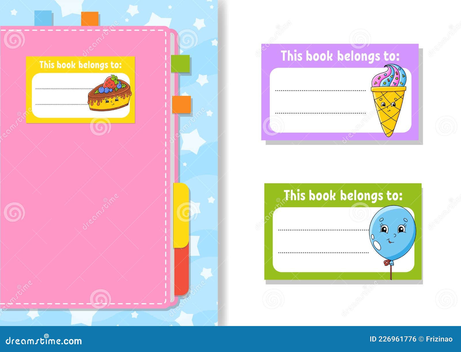 Book Label Stickers for Kids. the Rectangular Shape. Isolated Color ...