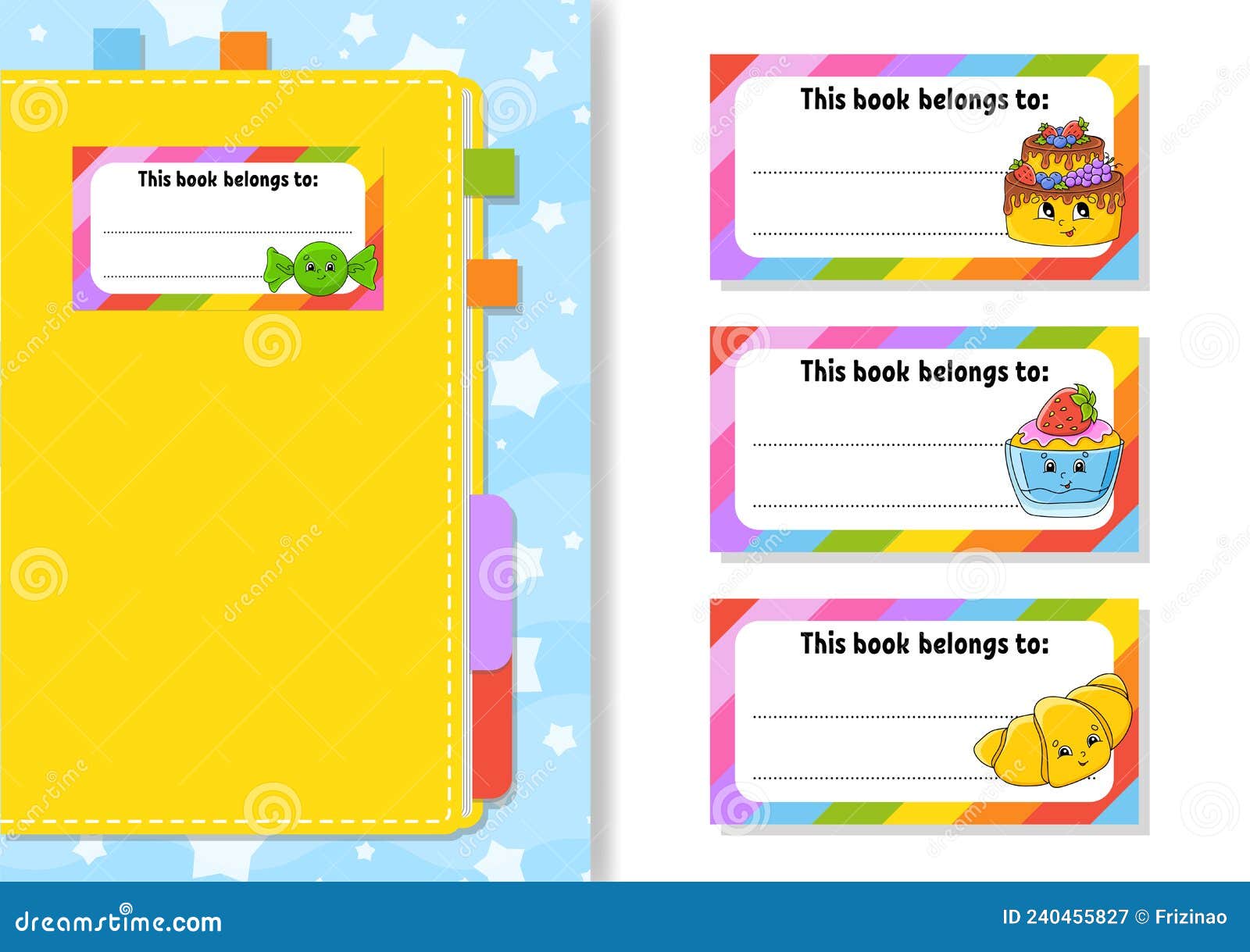 Book Label Stickers for Kids. the Rectangular Shape. Isolated Color ...