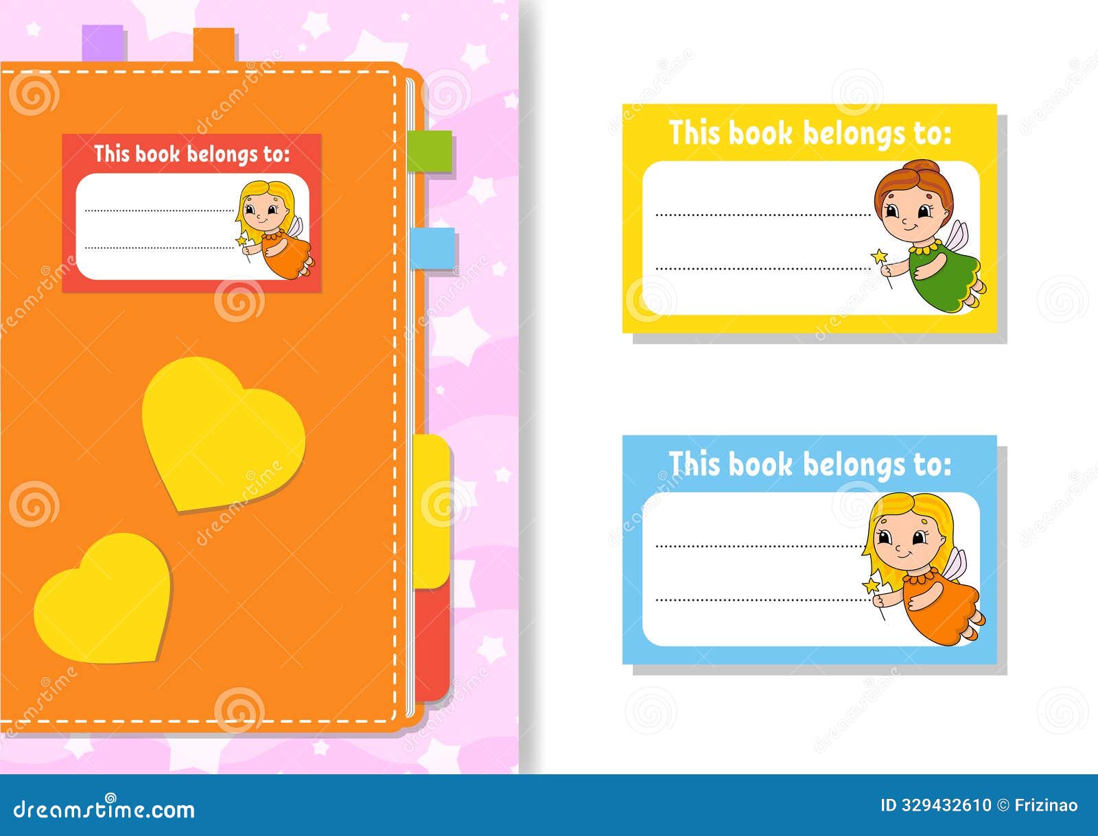 Book Label Stickers for Kids. the Rectangular Shape. Isolated Color ...