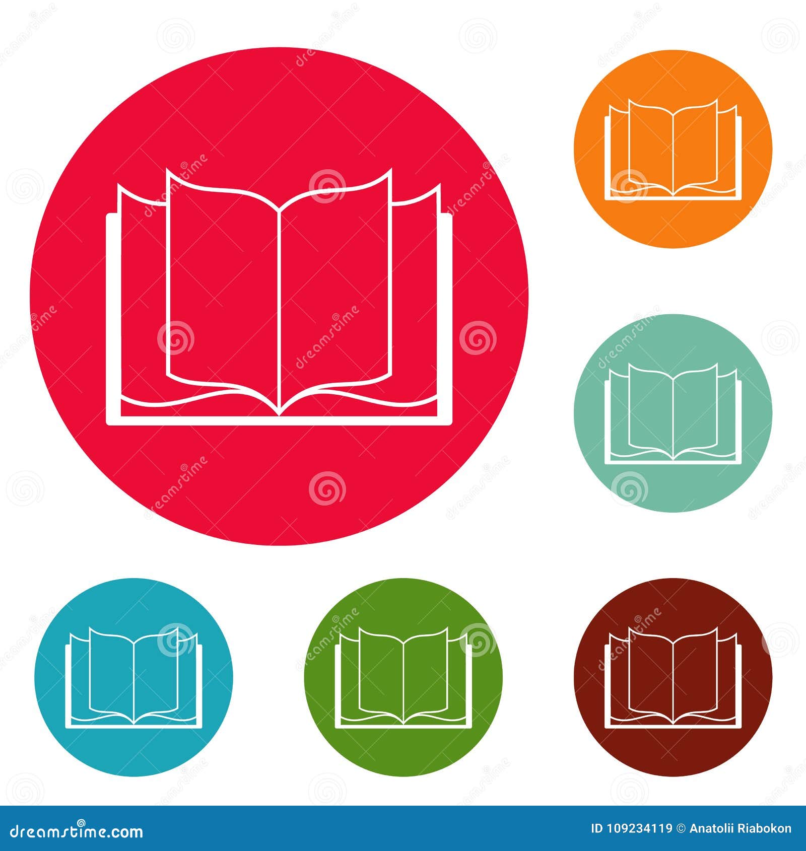Book Learning Icons Circle Set Vector Stock Vector - Illustration of ...