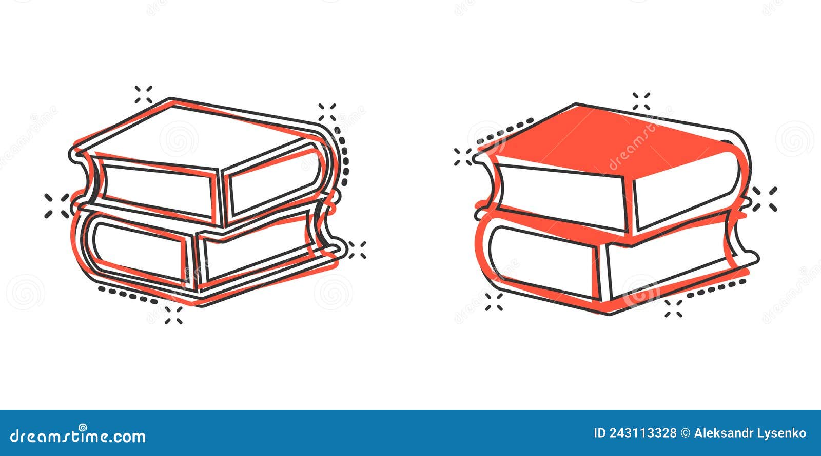 Book Library Icon in Comic Style. Encyclopedia Cartoon Vector ...
