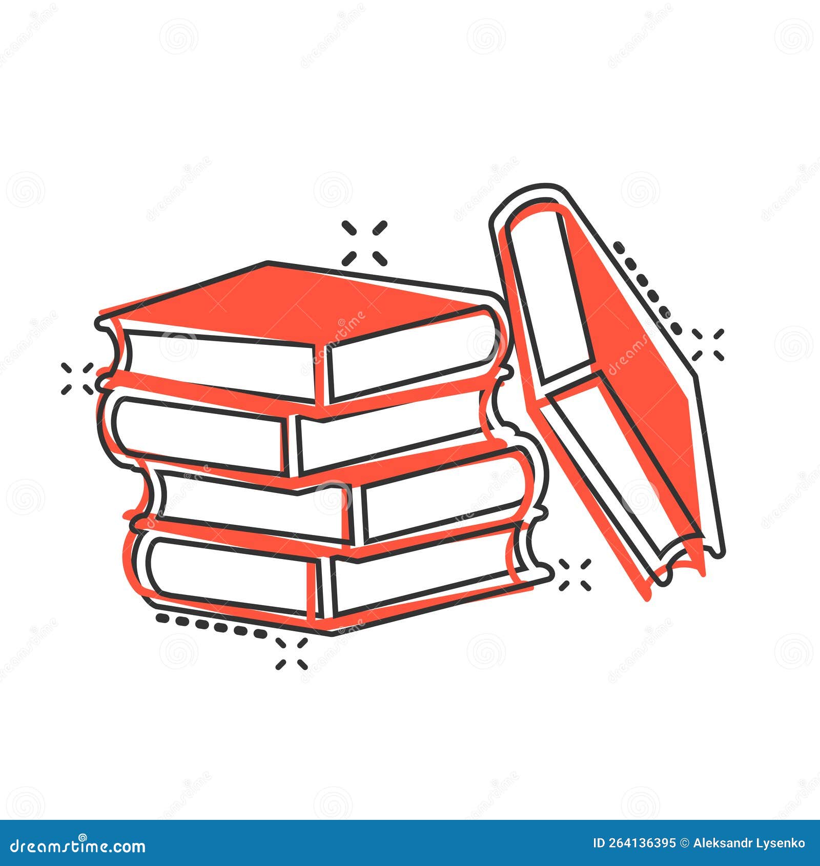 Book Library Icon in Comic Style. Encyclopedia Cartoon Vector ...