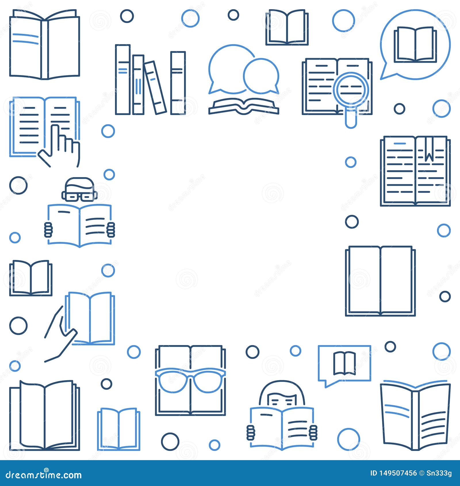 Book Library Outline Concept Frame - Vector Illustration Stock Vector ...