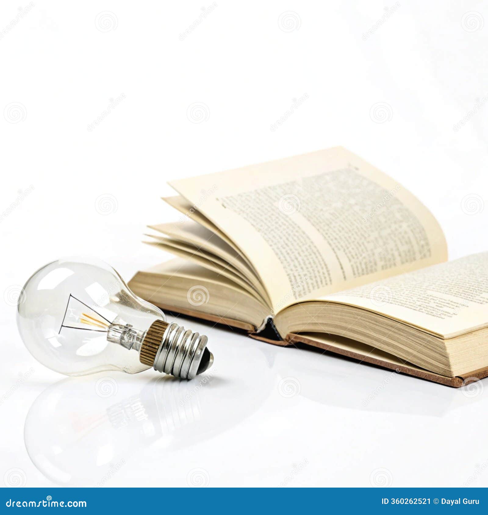 Book with Light Bulb Isolated on White Background Stock Illustration ...