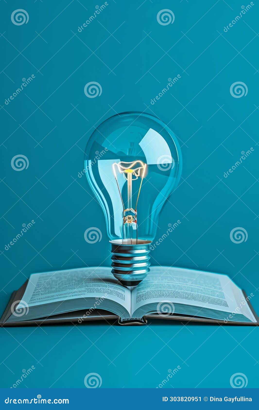 Book with Light Bulb, Light Blue High Resolution.Education Concept ...