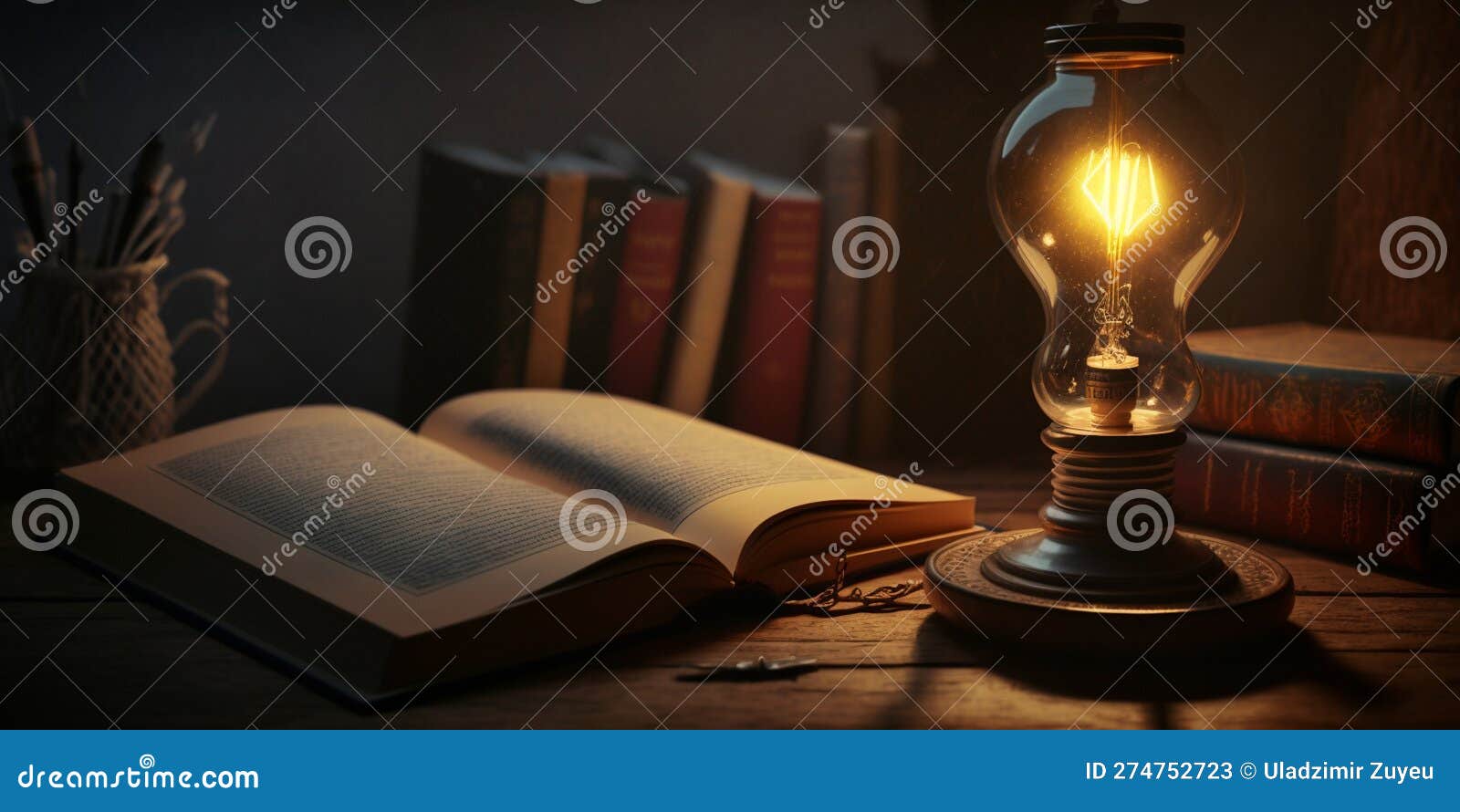Book and Light Bulb on the Table. Created with Generative Ai Technology ...