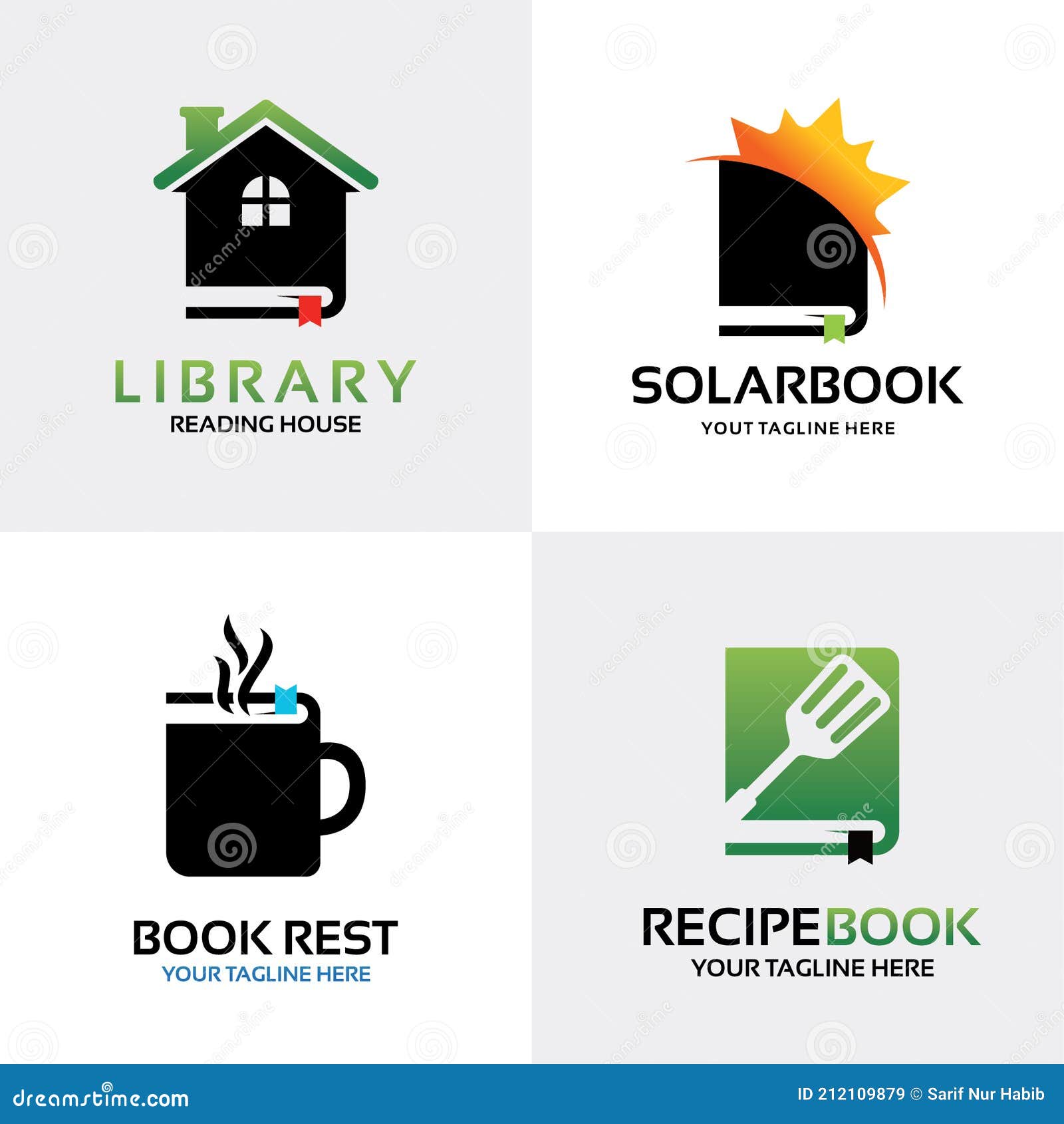 Book Logo Design Set Template Collection Stock Vector - Illustration of ...