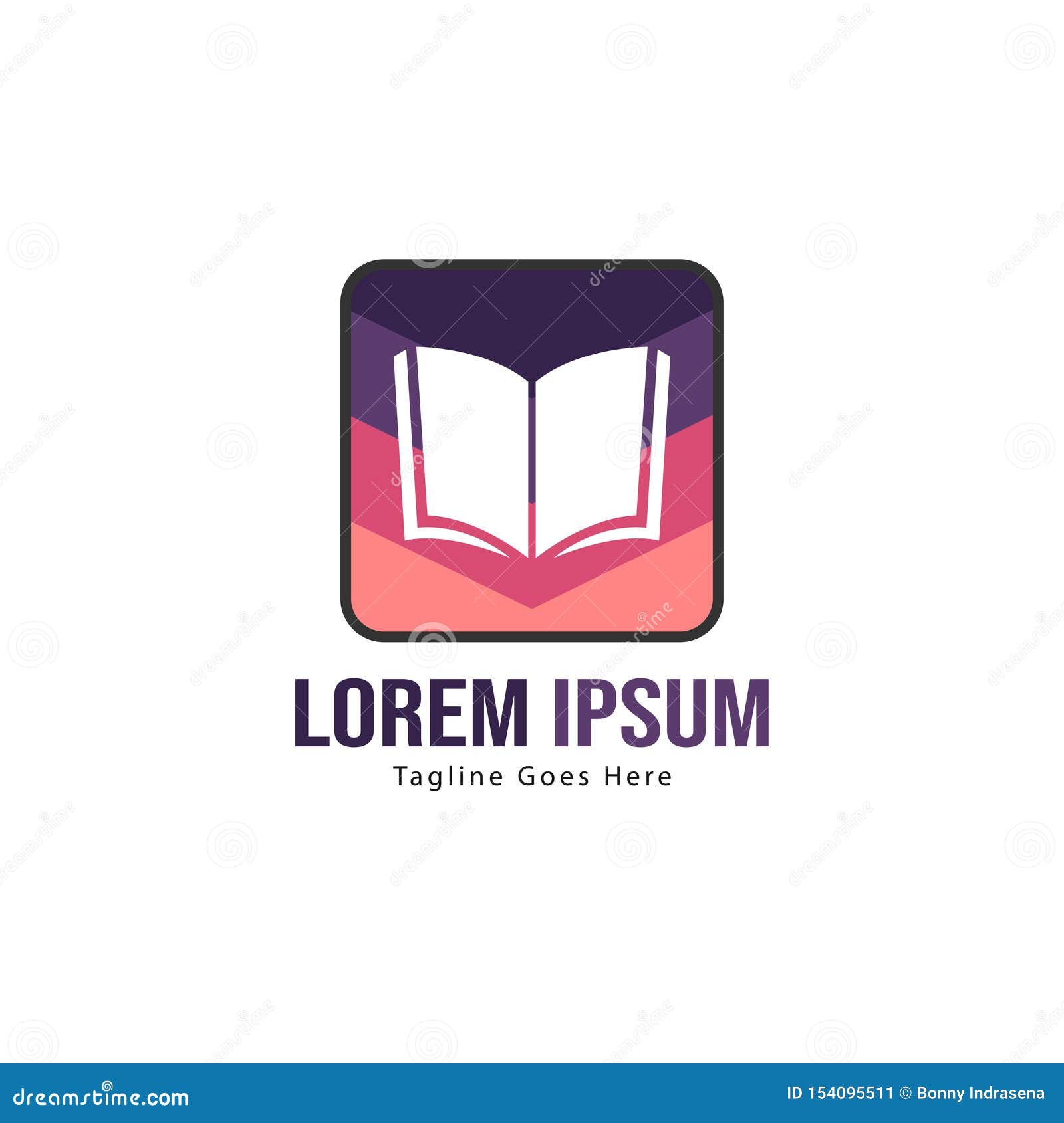 Book Logo Template Design. Minimalist Book Logo with Modern Frame Stock ...