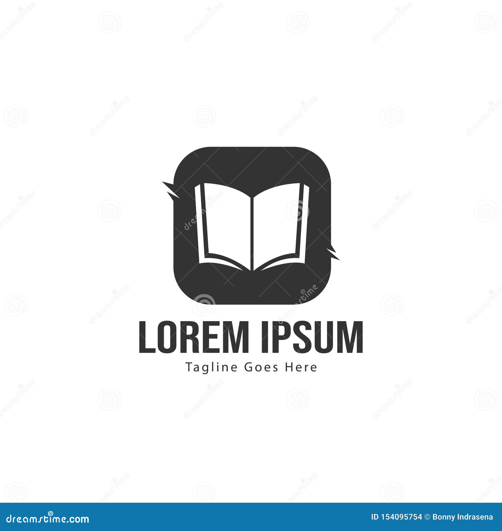 Book Logo Template Design. Minimalist Book Logo with Modern Frame Stock ...