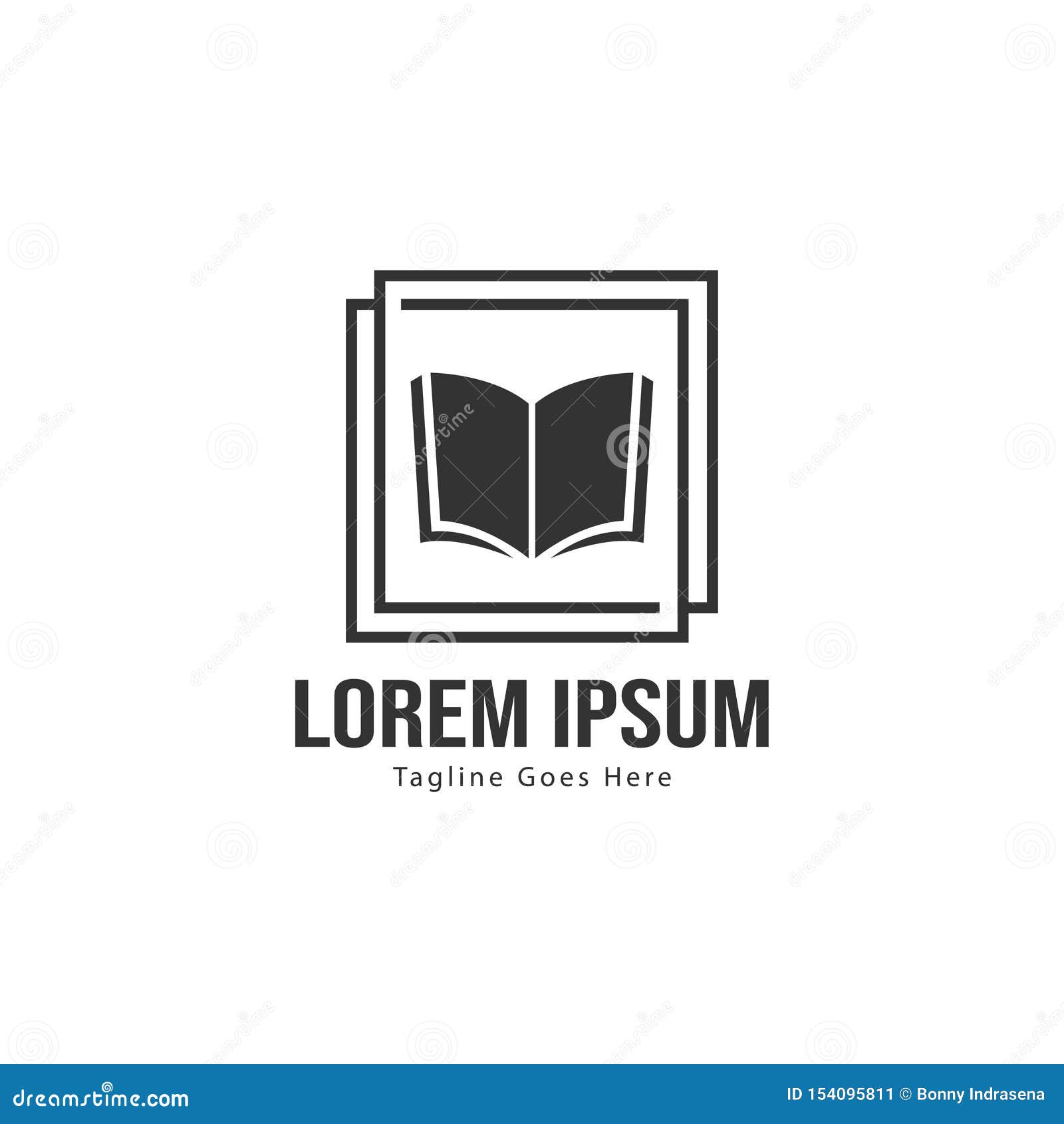 Book Logo Template Design. Minimalist Book Logo with Modern Frame Stock ...
