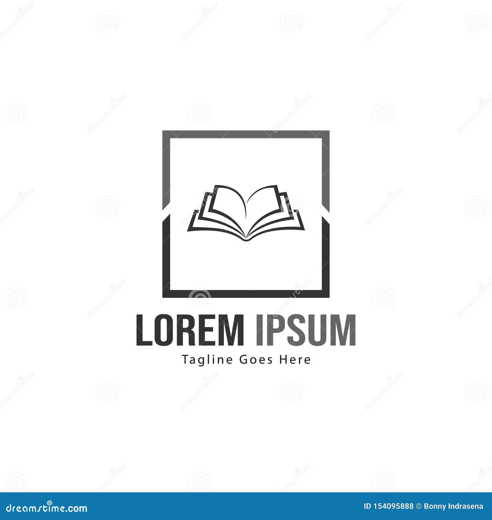 Book Logo Template Design. Minimalist Book Logo with Modern Frame Stock ...