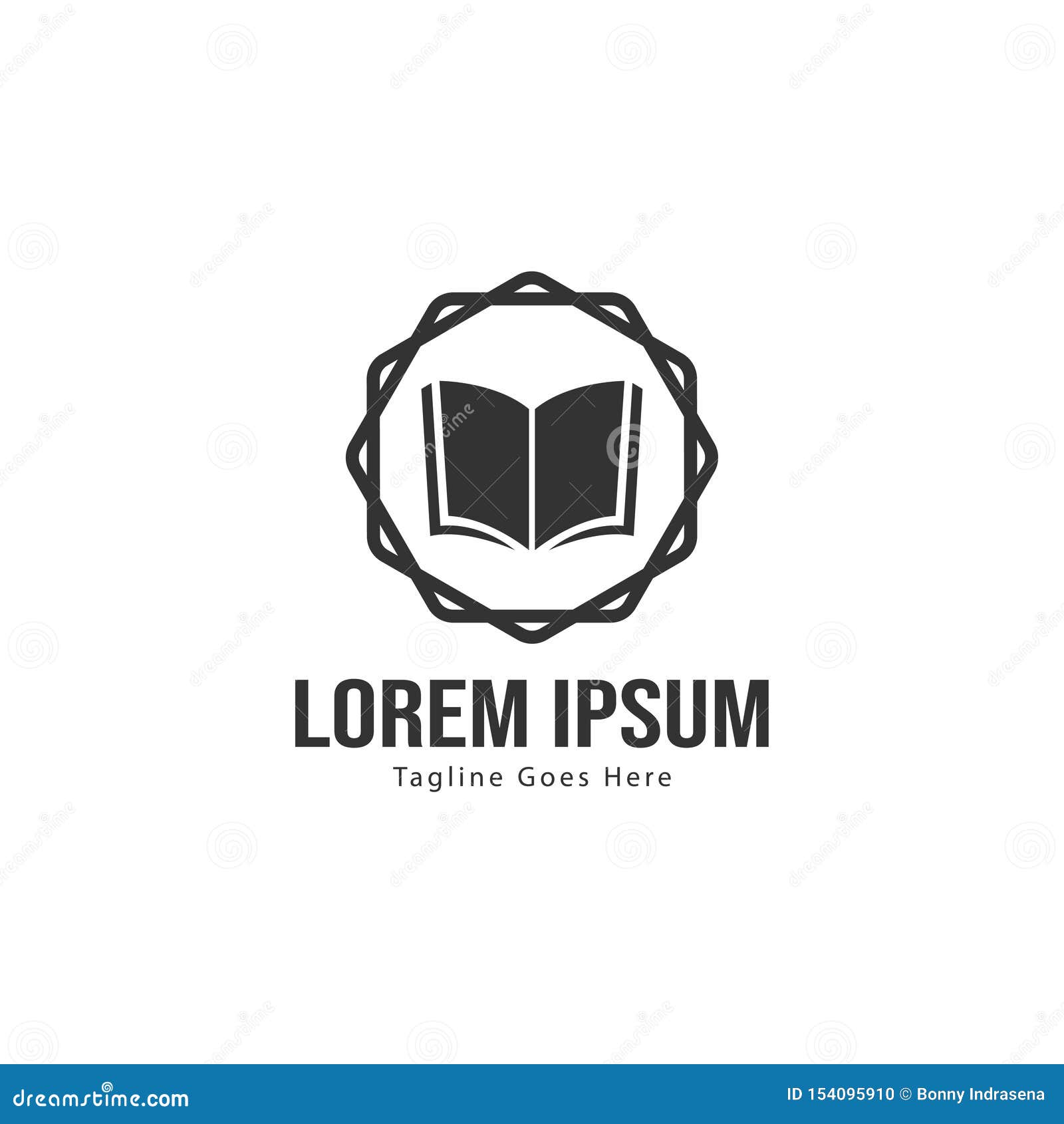 Book Logo Template Design. Minimalist Book Logo with Modern Frame Stock ...