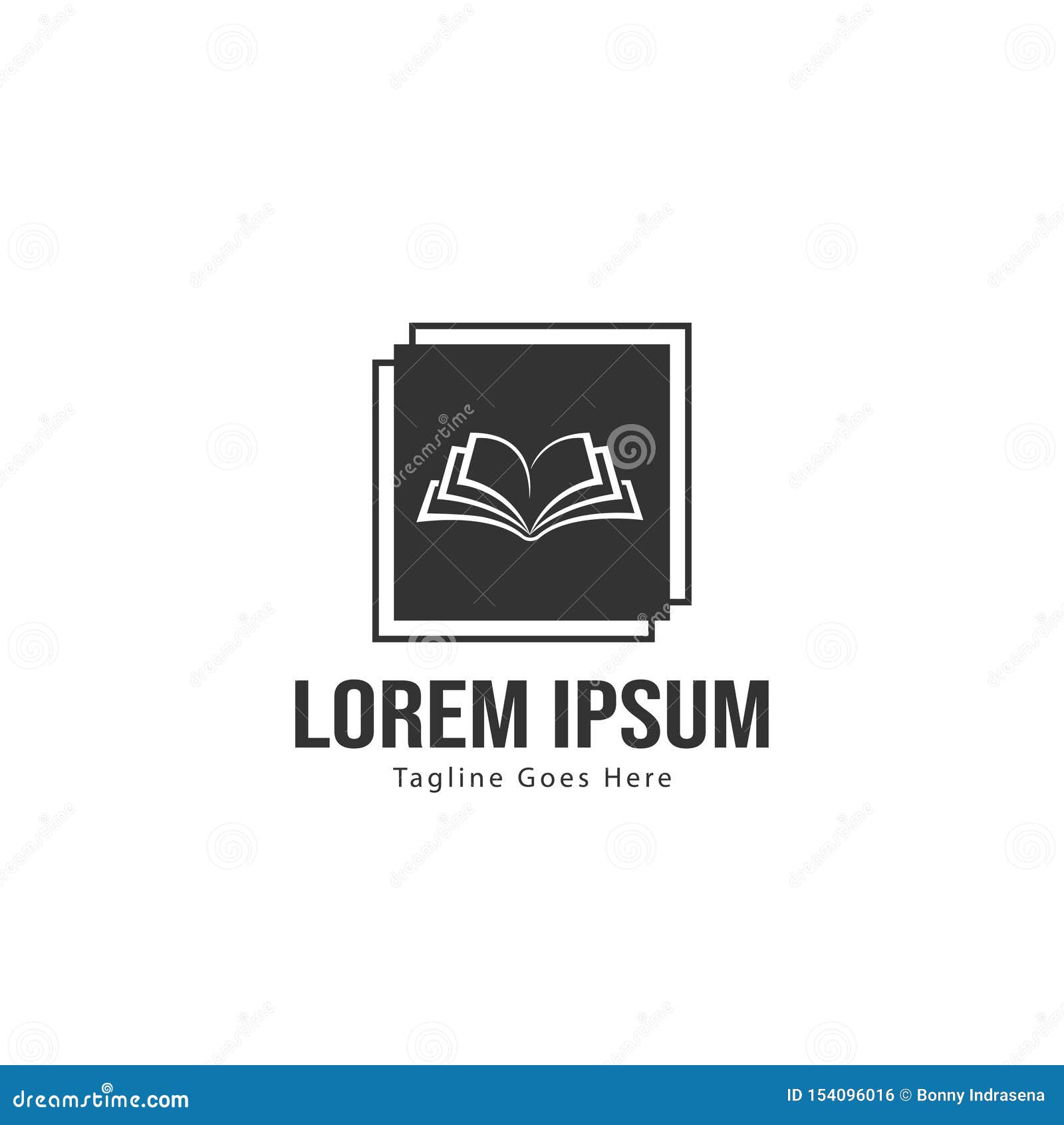 Book Logo Template Design. Minimalist Book Logo with Modern Frame Stock ...