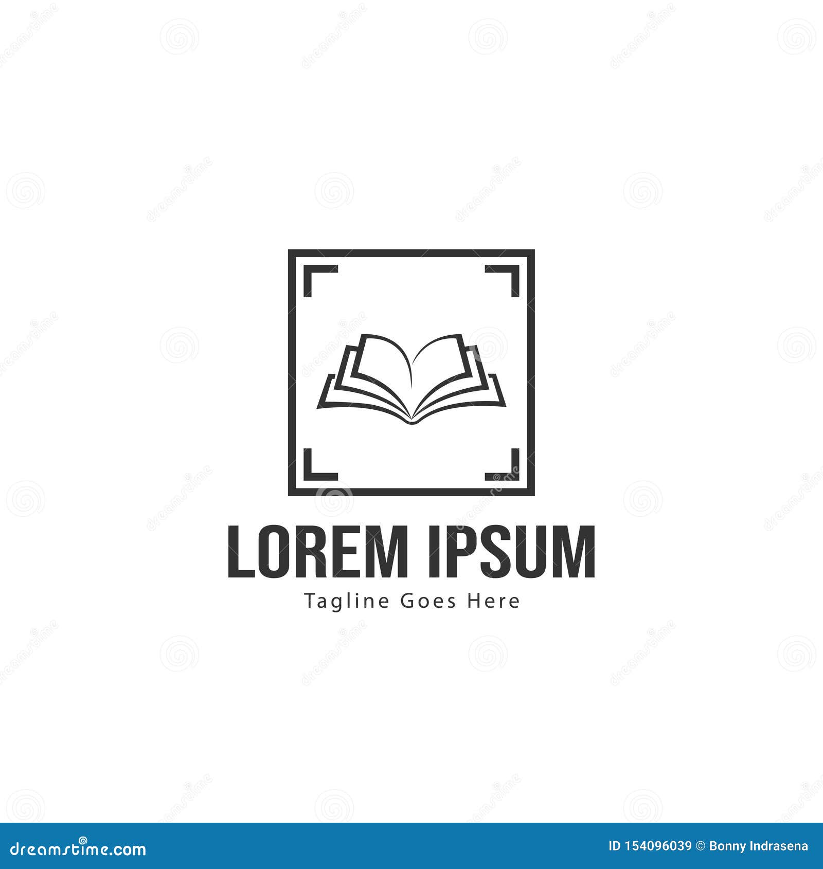 Book Logo Template Design. Minimalist Book Logo with Modern Frame Stock ...