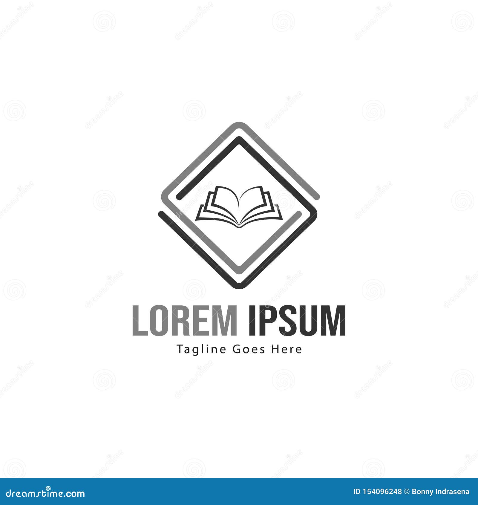 Book Logo Template Design. Minimalist Book Logo with Modern Frame Stock ...