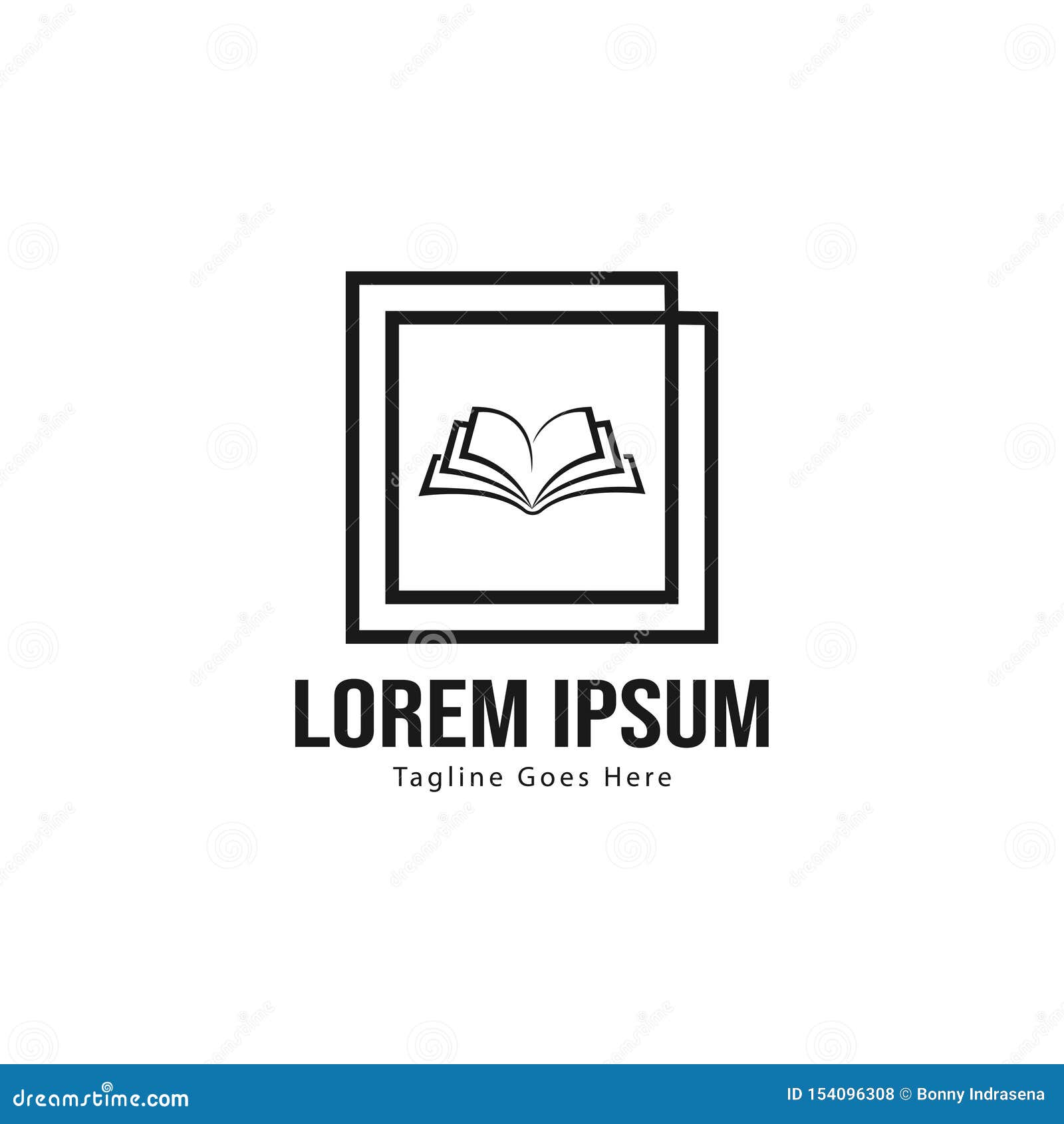 Book Logo Template Design. Minimalist Book Logo with Modern Frame Stock ...
