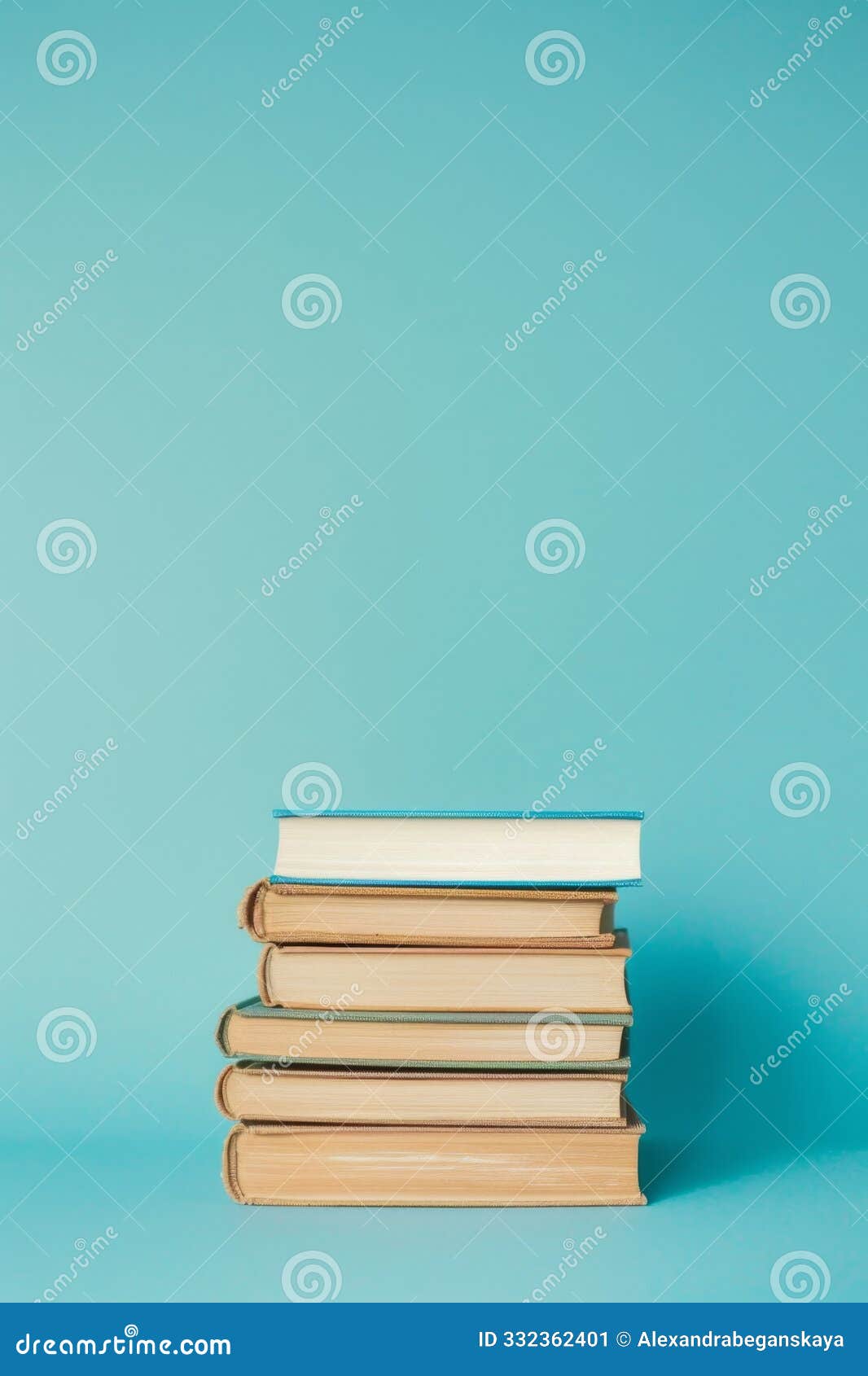 Book Lovers Day. Stack of Vintage Books with Blue Background Stock ...