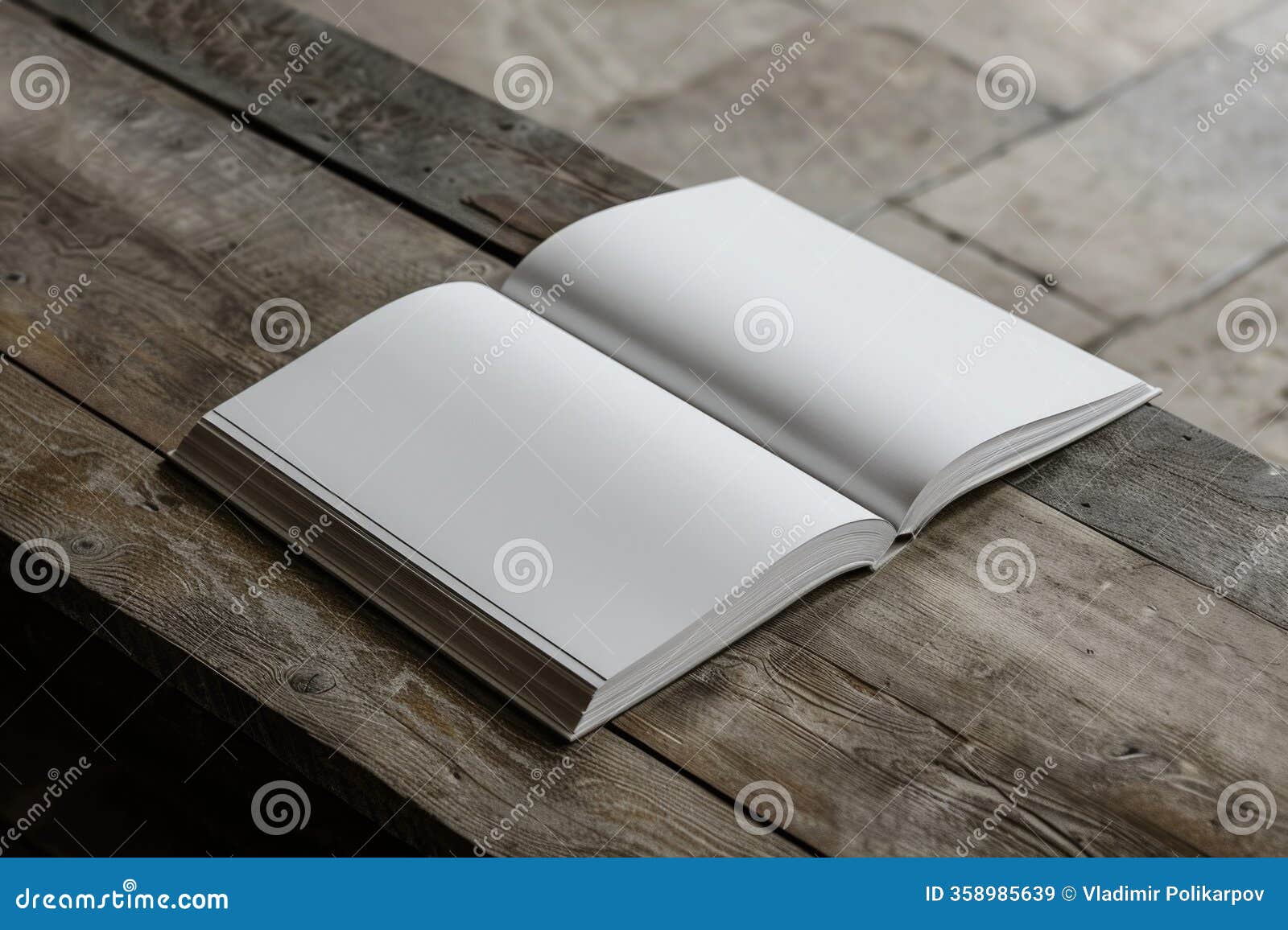 A Book Lying on a Wood Grain Table with No One Around Stock Image ...