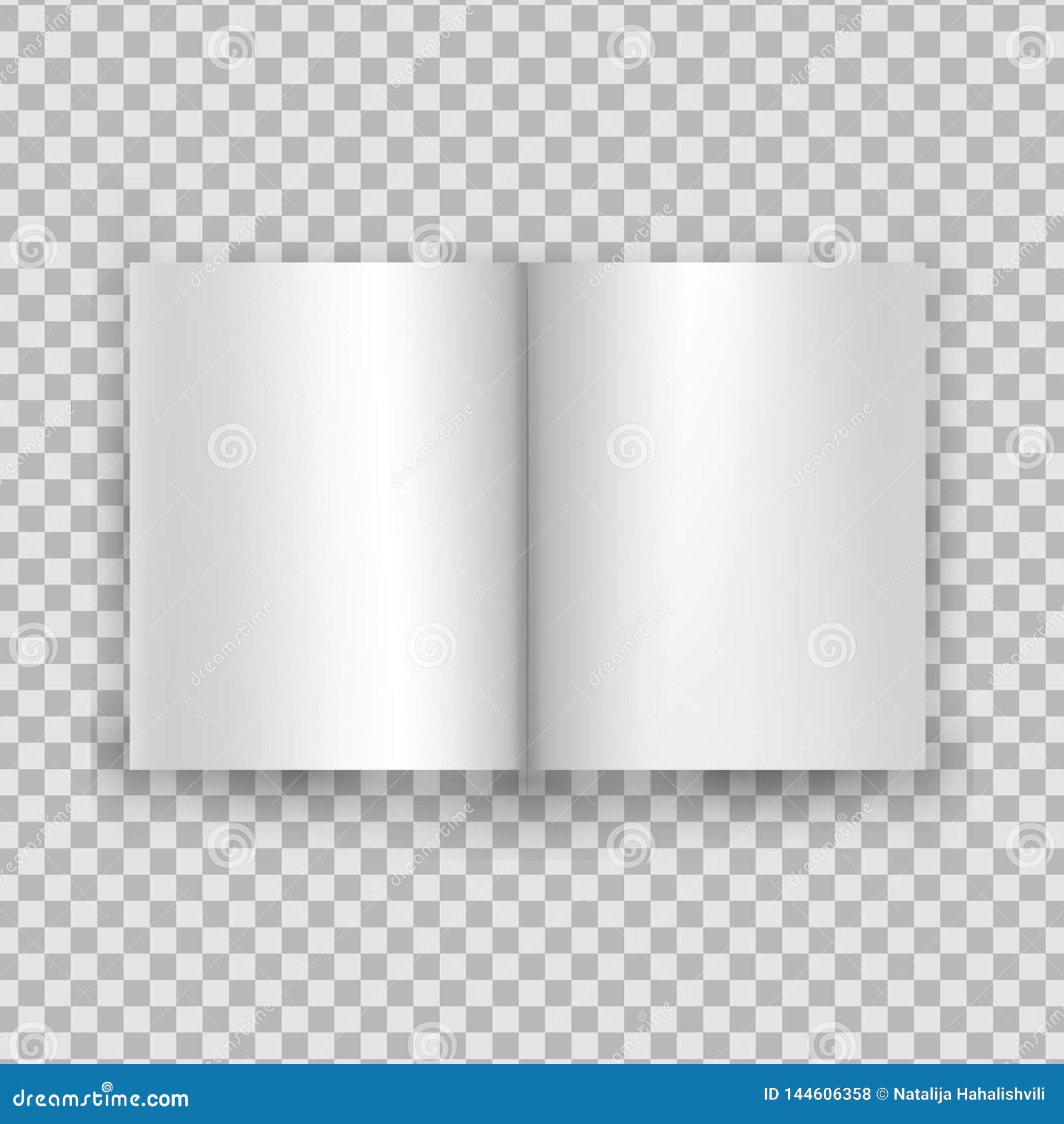 Book or Magazine Open Blank Pages. Vector Isolated 3D Vertical Catalog ...