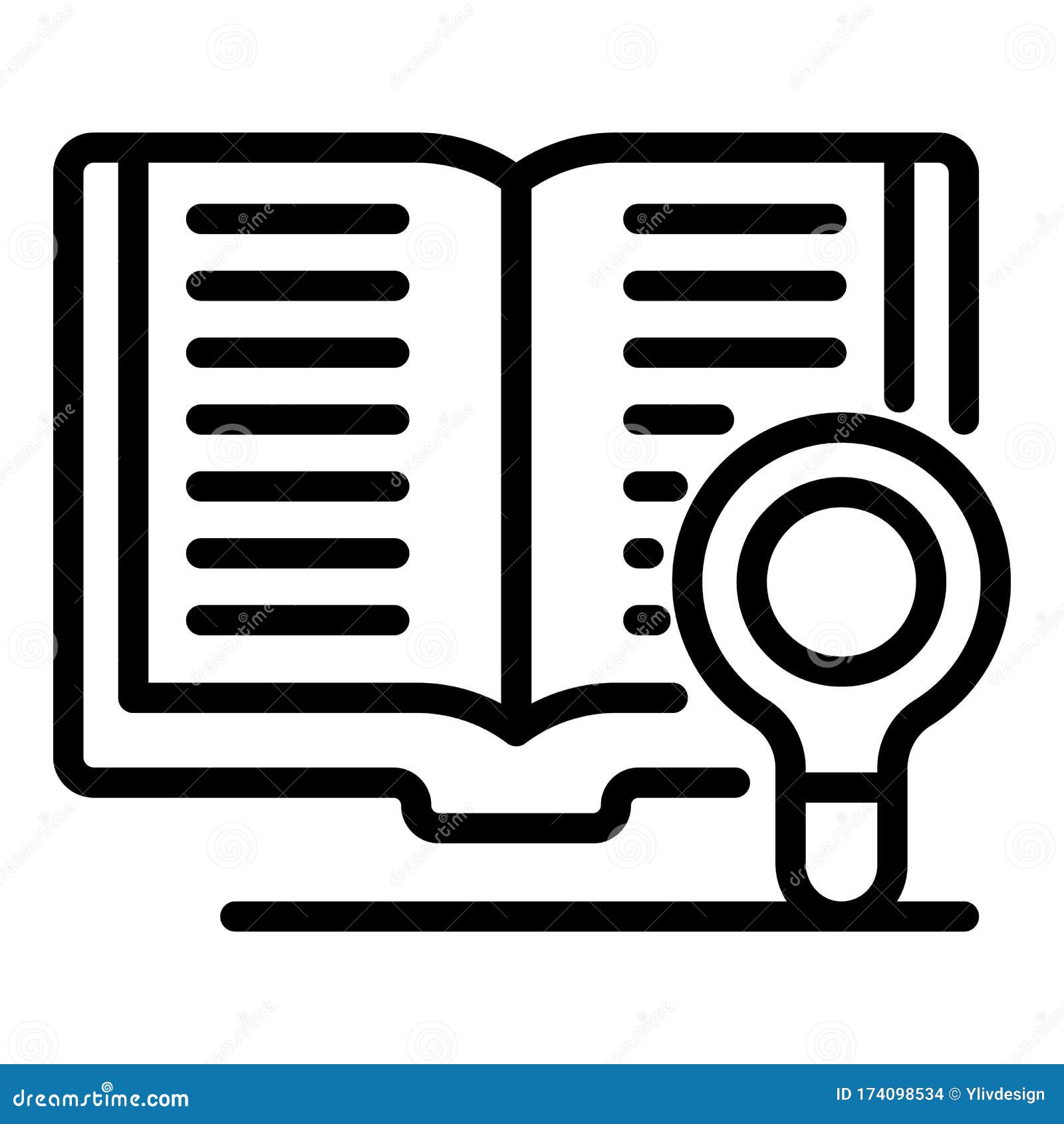 Book and Magnifier Icon, Outline Style Stock Vector - Illustration of ... Book and Magnifier Icon, Outline Style Stock Vector - Illustration of ...