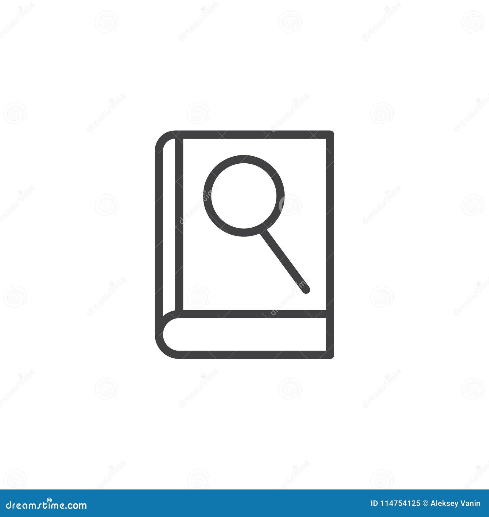 Book with Magnifier Outline Icon Stock Vector - Illustration of ...