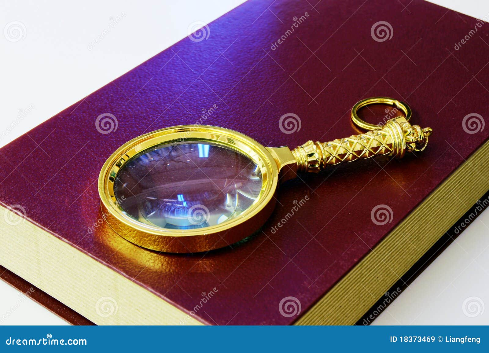 Book and magnifying glass stock image. Image of white - 18373469