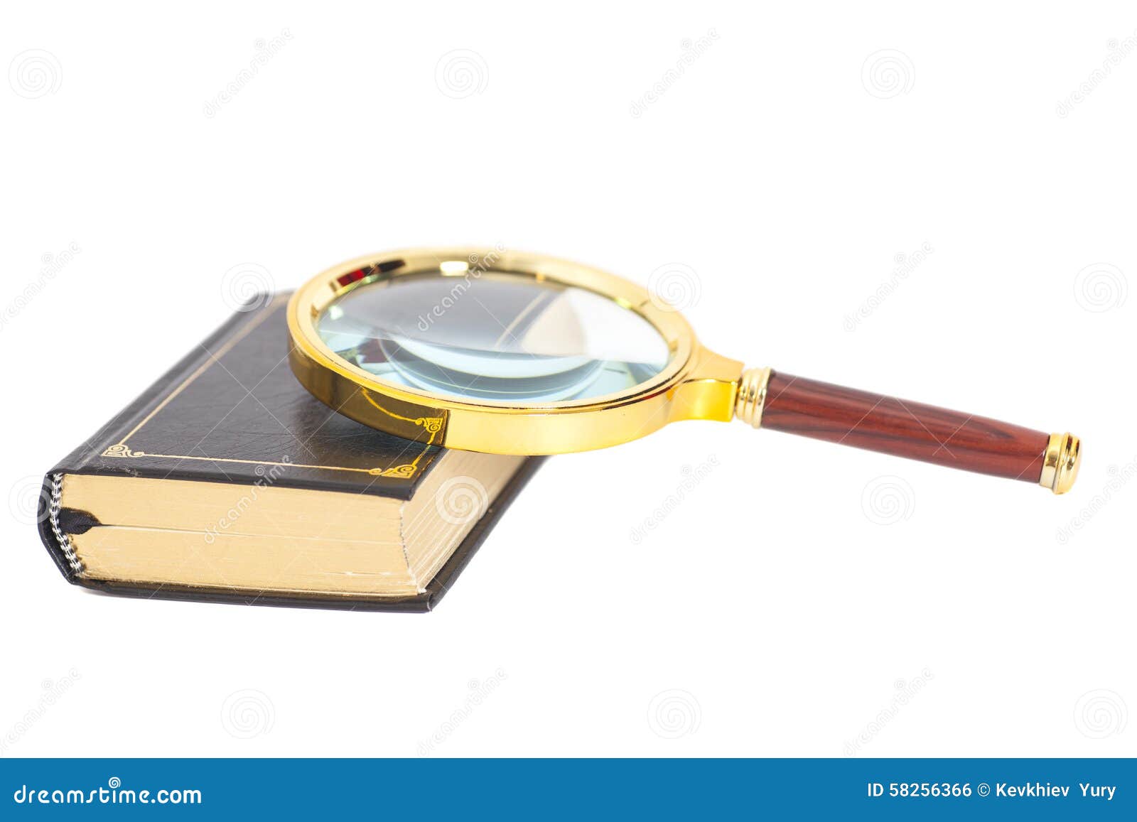 Book with magnifying glass stock photo. Image of white - 58256366