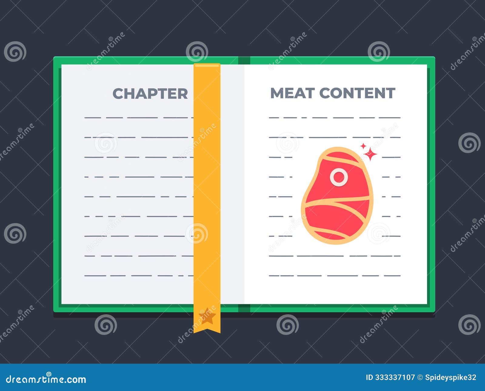 A Book with Meat Image Inside the Description. Isolated Vector ...