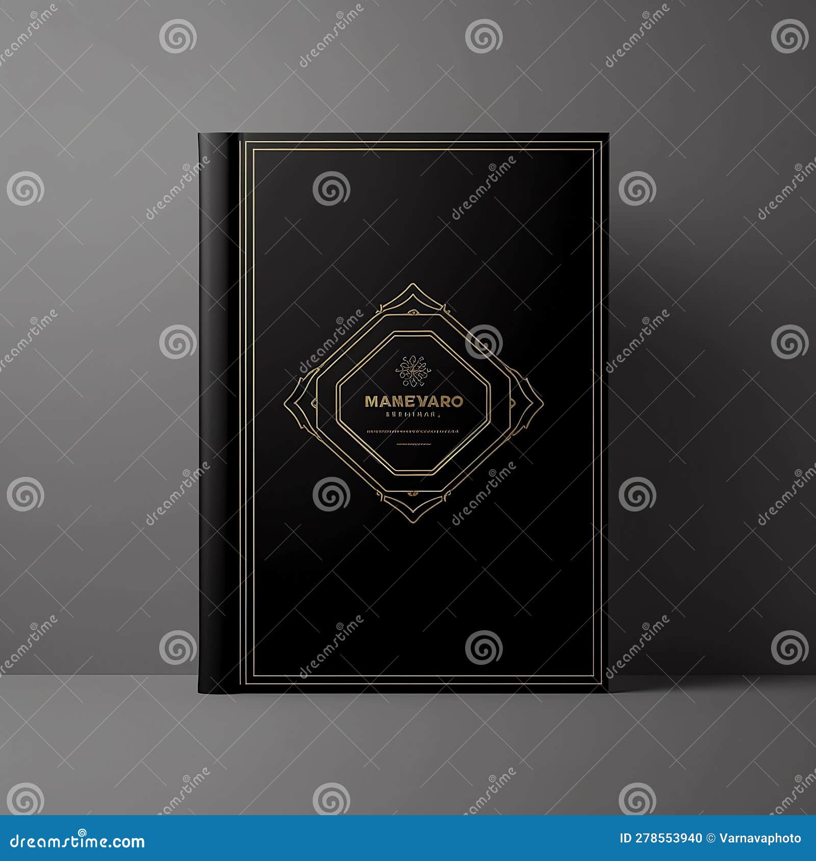 Book Mockup Empty Black Leather Binding A4 Size for Magazine, Booklet ...