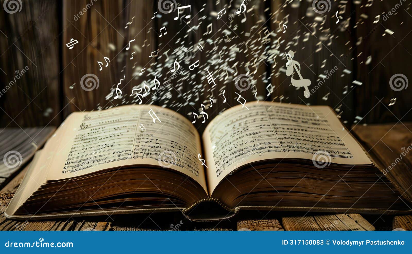 A Book with Music Notes Flying Out of it Stock Image - Image of flying ...