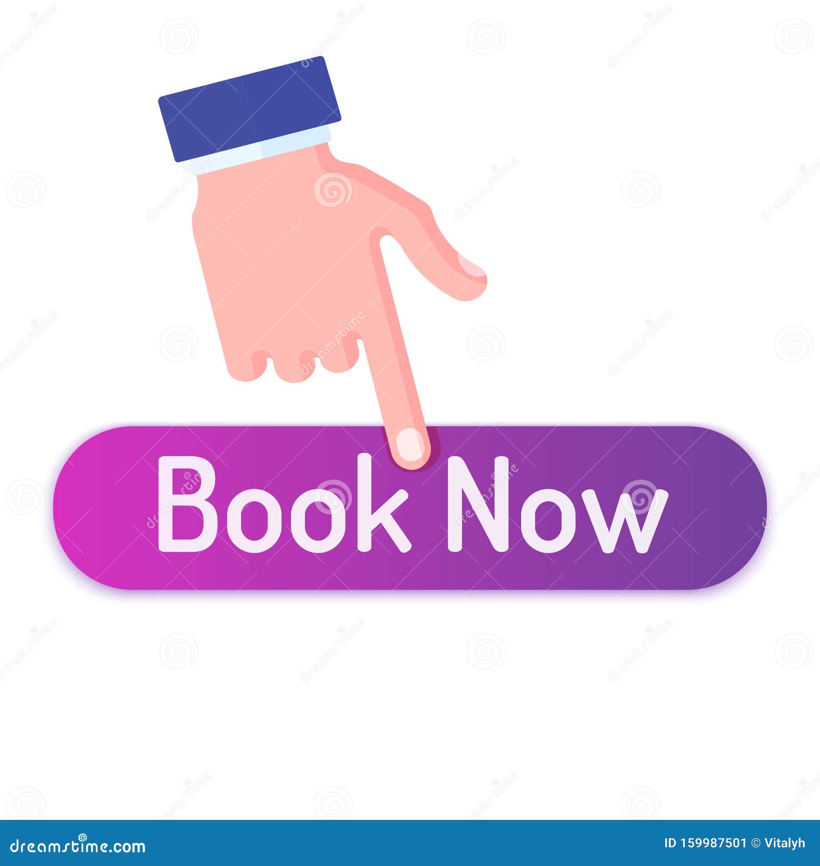 Book Now Button with Hand Flat Style Vector Illustration Stock Vector ...