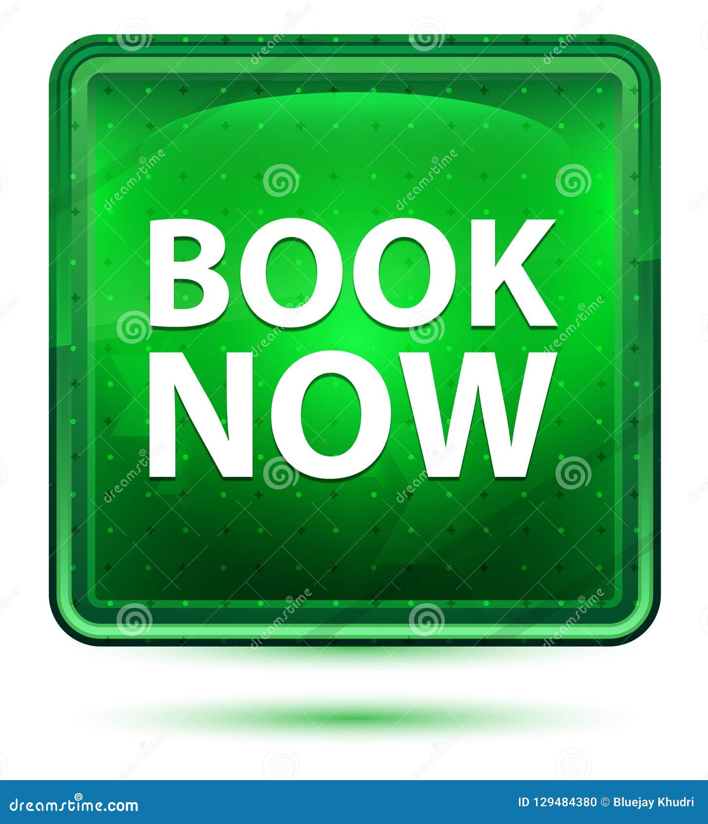 Book Now Neon Light Green Square Button Stock Illustration ...