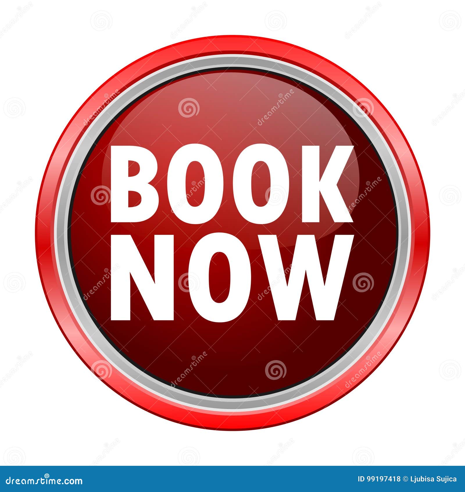 Book Now Round Metallic Red Button Stock Vector - Illustration of ...