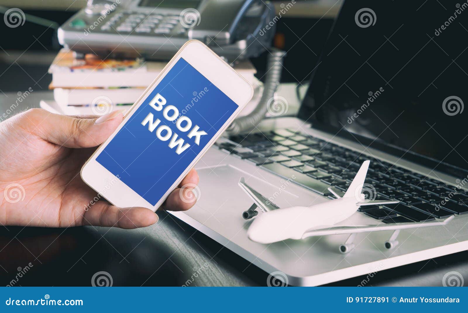 Book Now on Smartphone Screen for Travel Agency Stock Image - Image of ...
