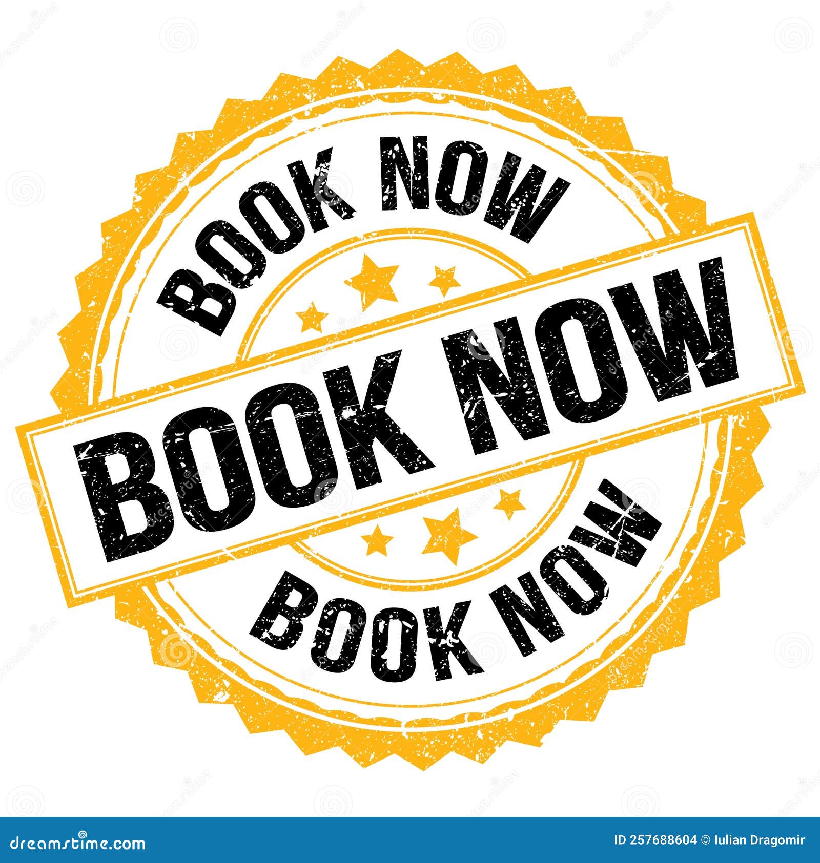 BOOK NOW Text on Yellow-black Round Stamp Sign Stock Illustration ...