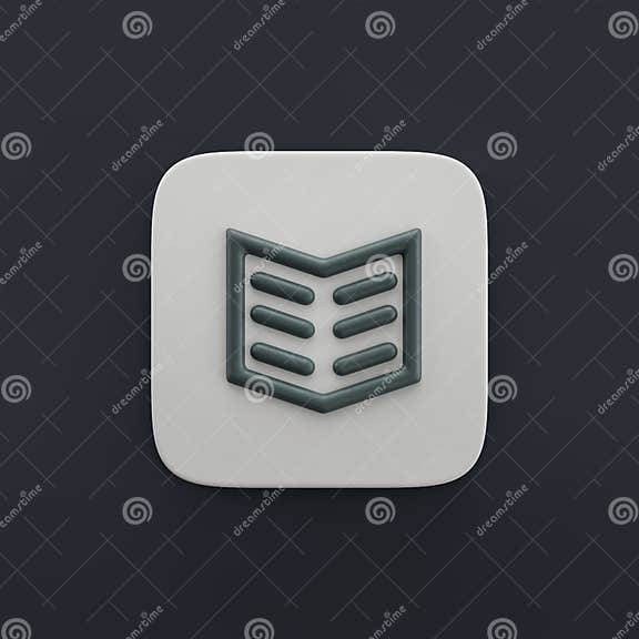 Book Open 3d Icon, Outilne Design and Development Icon in Grey Color on ...