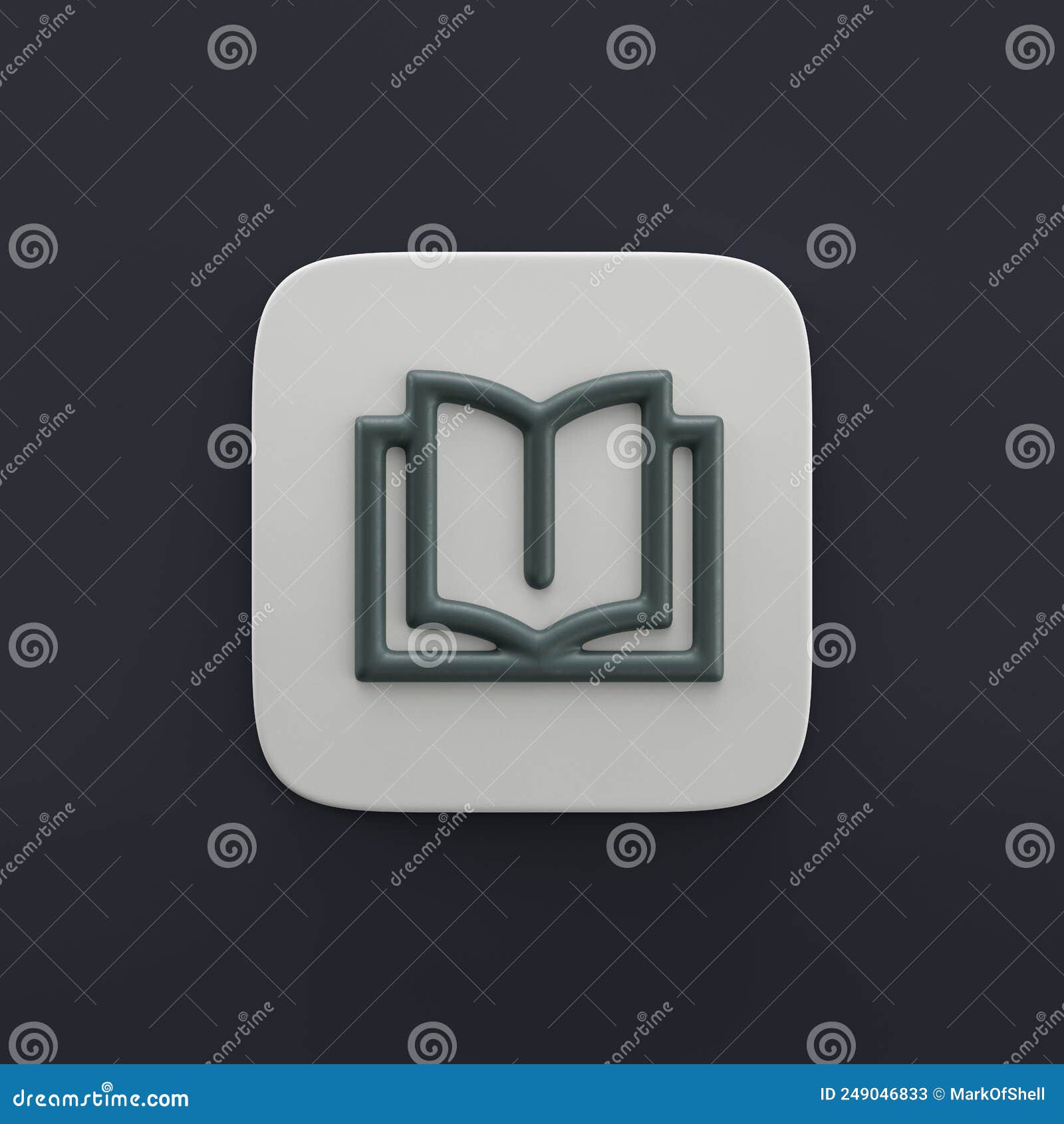 Book Open 3d Icon, Outilne Design and Development Icon in Grey Color on ...