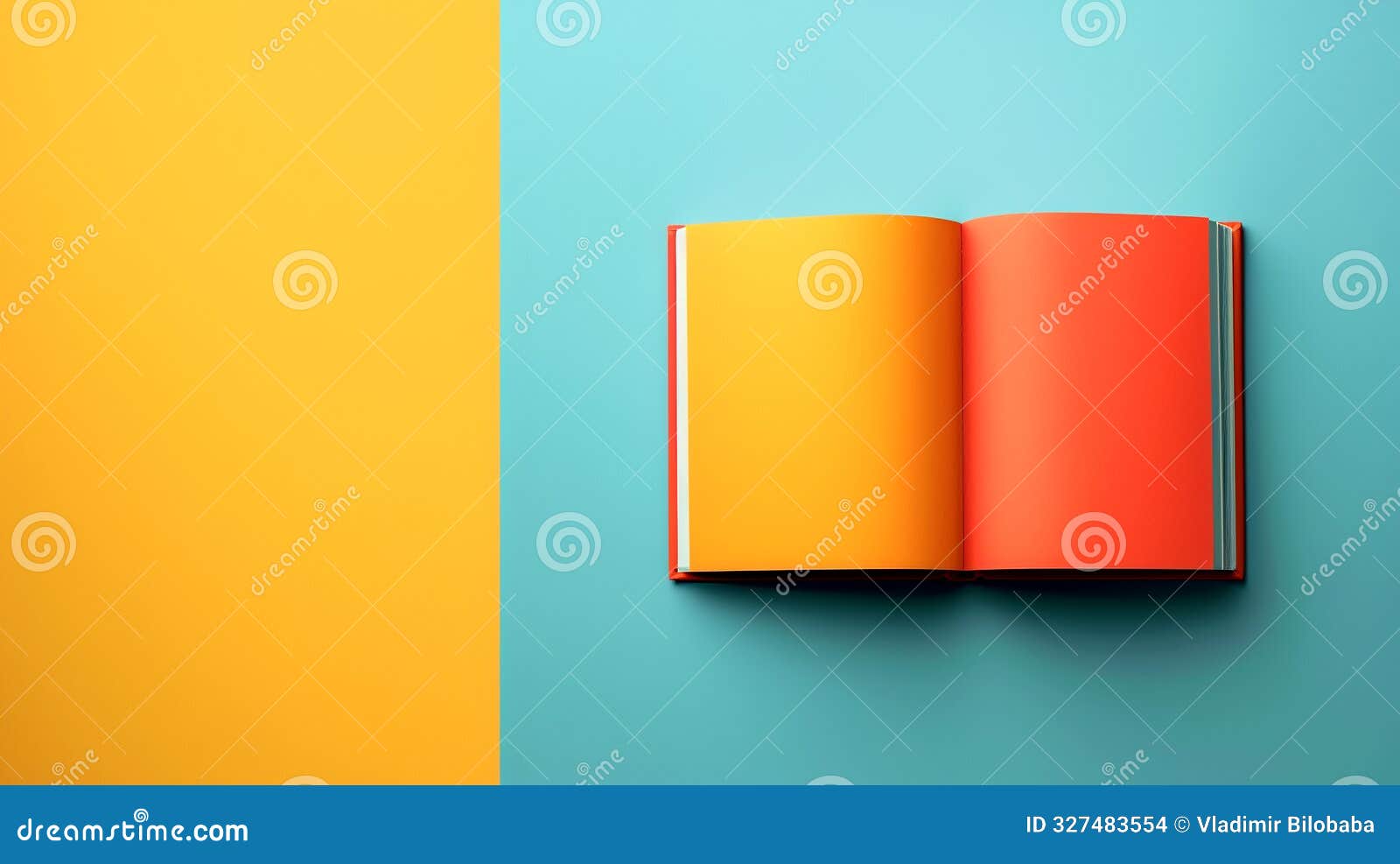 Open Book on a Yellow and Blue Background Stock Illustration ...