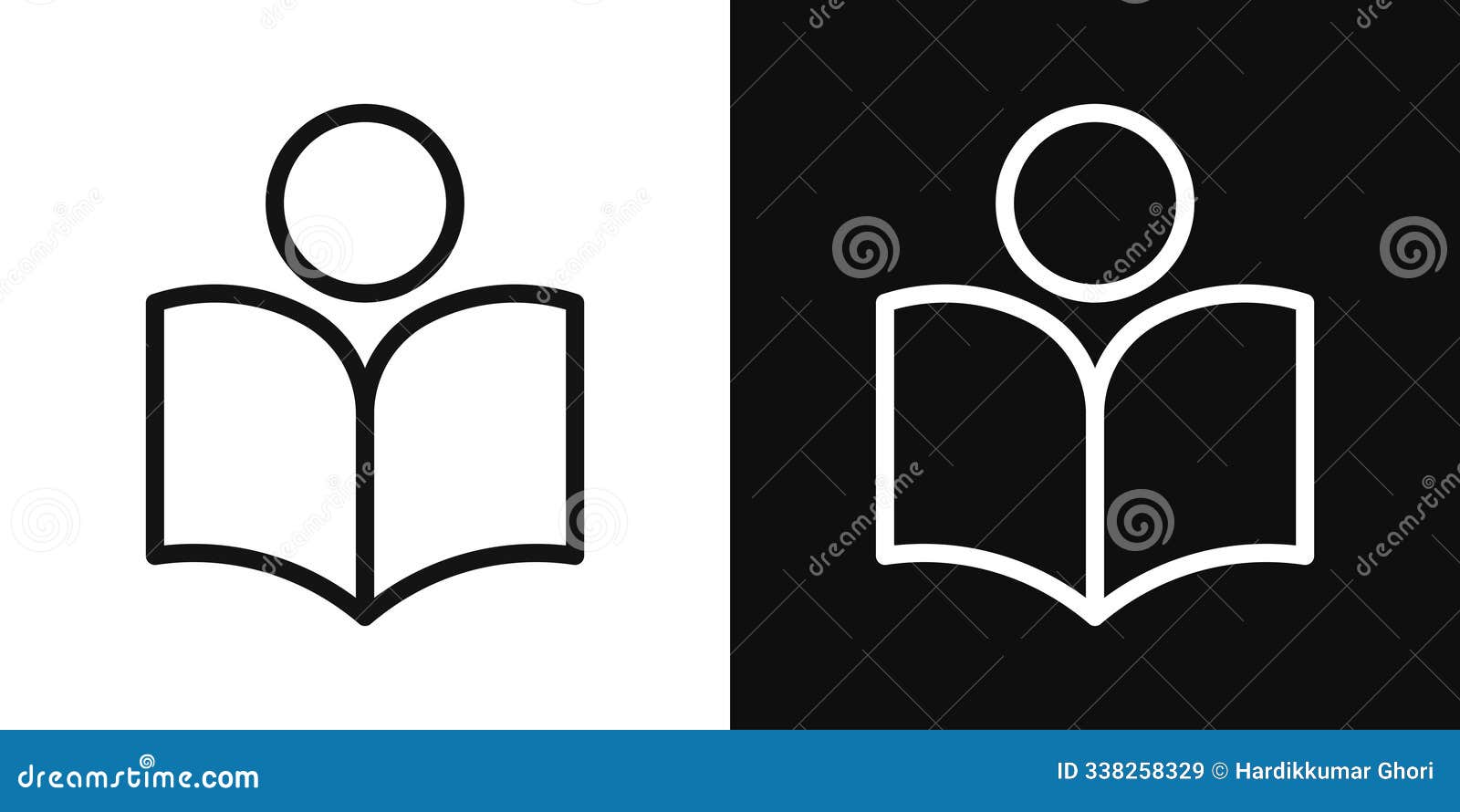 Book Open Reader Icon Set. Student Study in Library Vector Symbol. Education Learner Pictogram ...