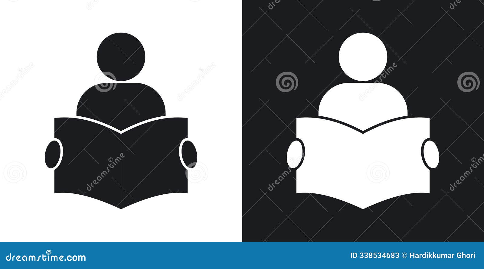 Book Open Reader Icon Set. Student Study in Library Vector Symbol ...