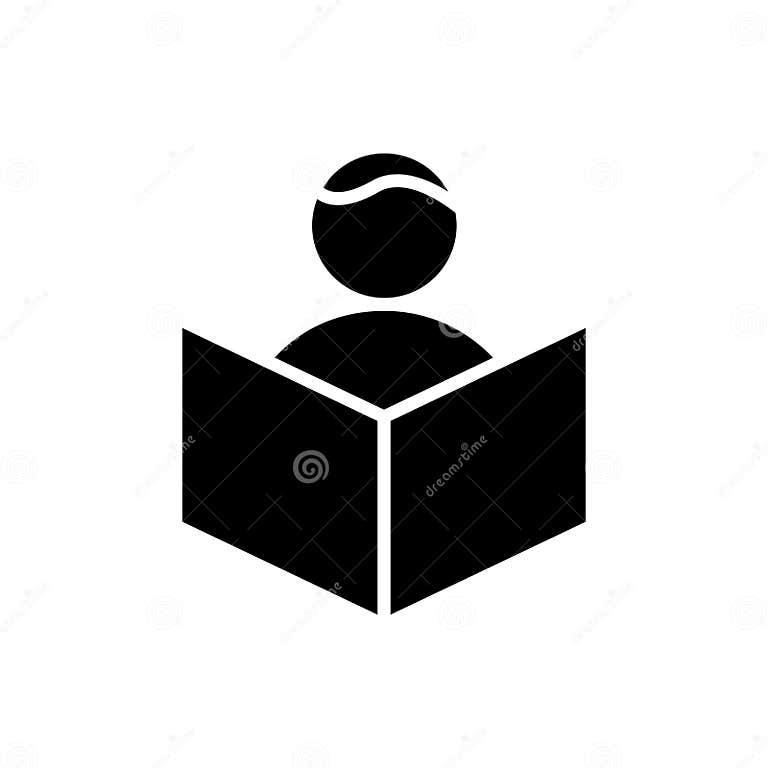Book Open Reader Icon Set. Student Study in Library Vector Symbol ...
