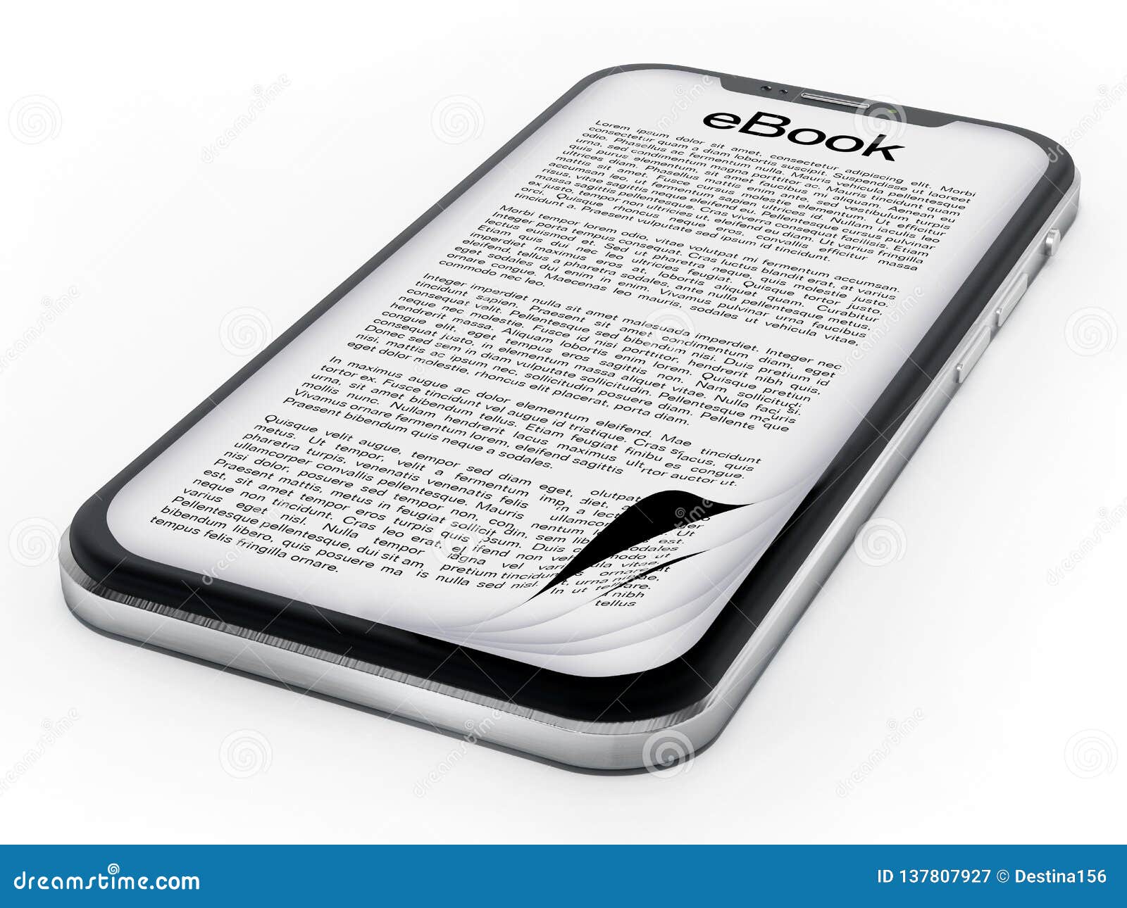 Book Page on Smartphone Screen Isolated on White Background. 3D ...