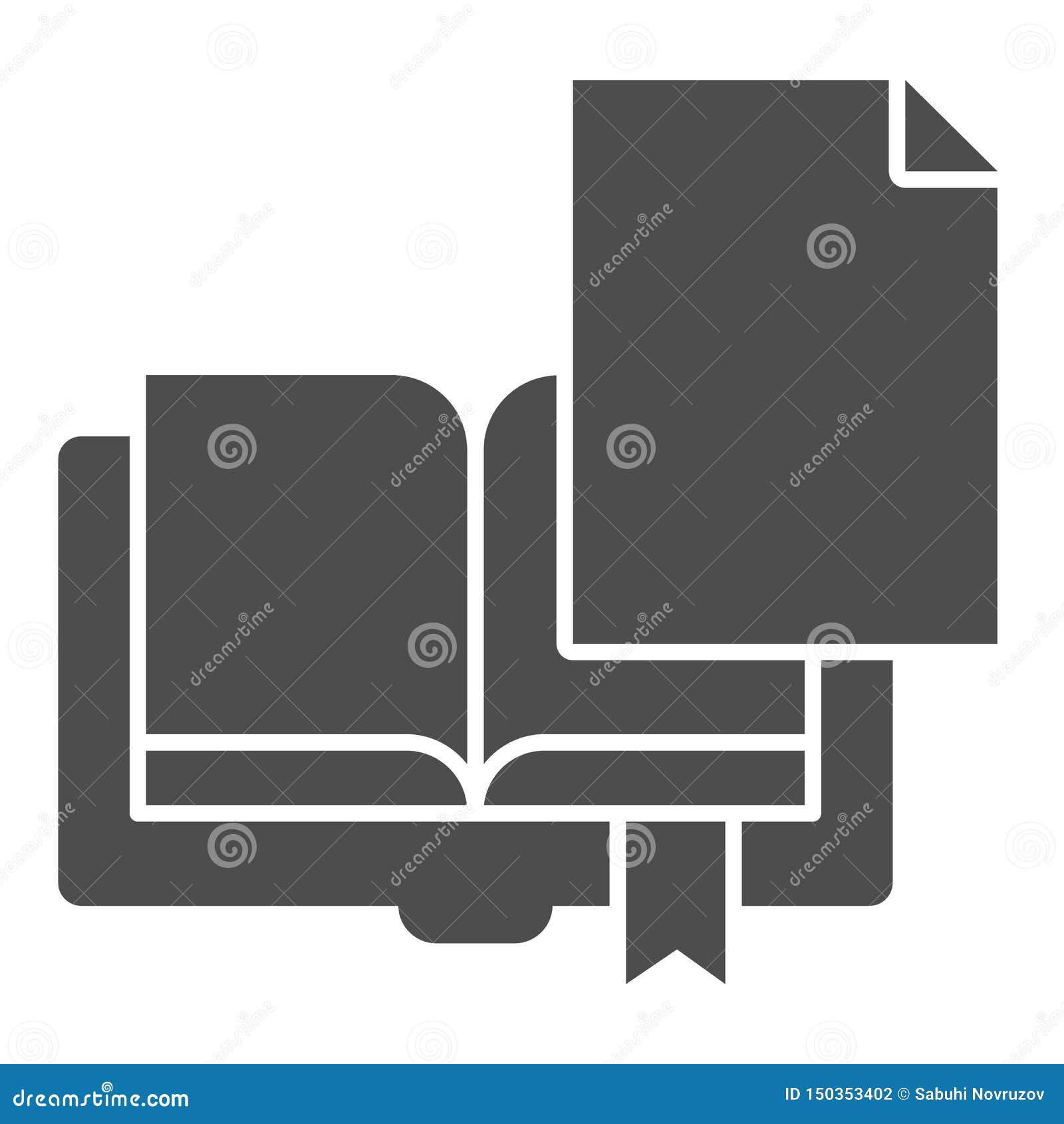 Book Page Solid Icon. Sheet with Book Vector Illustration Isolated on ...