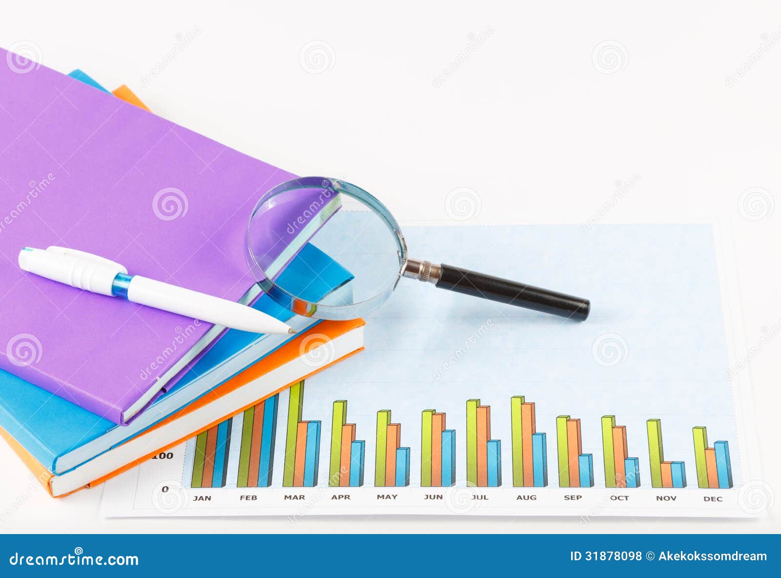 Book and Papers Charts Successful for Business Stock Photo - Image of ...