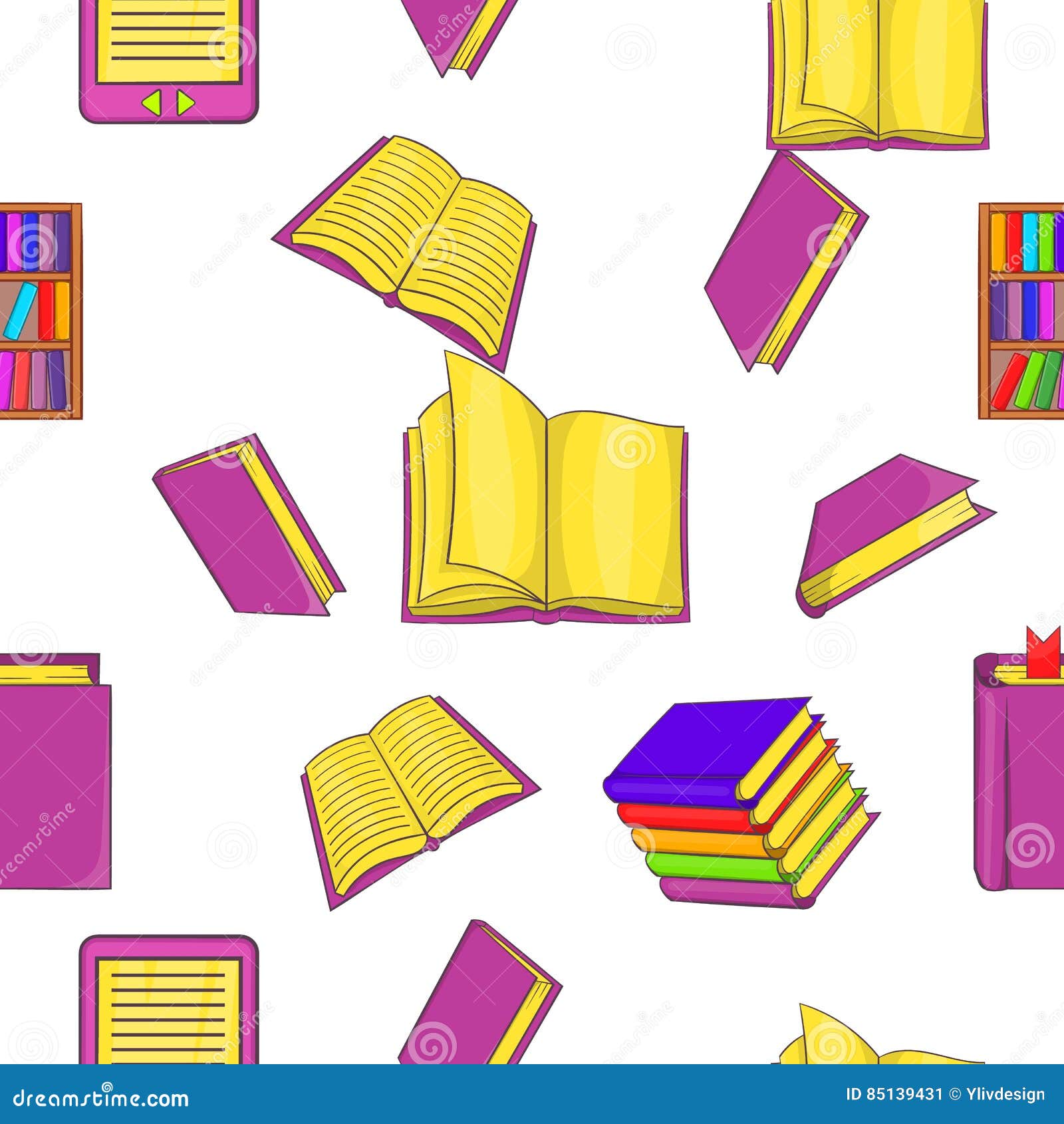 Book Pattern, Cartoon Style Stock Vector - Illustration of background ...